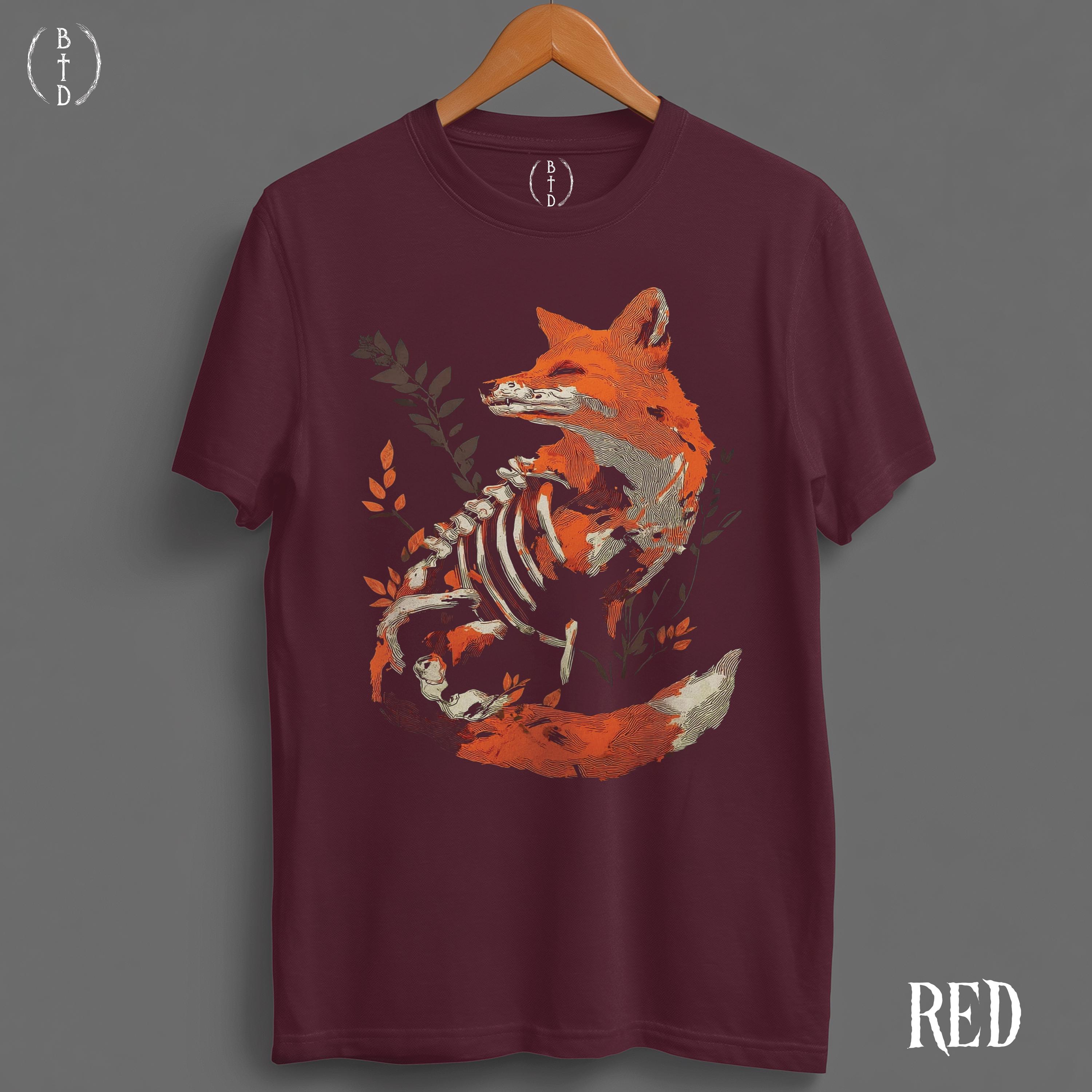 Witchy Skeleton Fox Cottagecore Shirt – Soft Goth Anatomy Fox Print ...