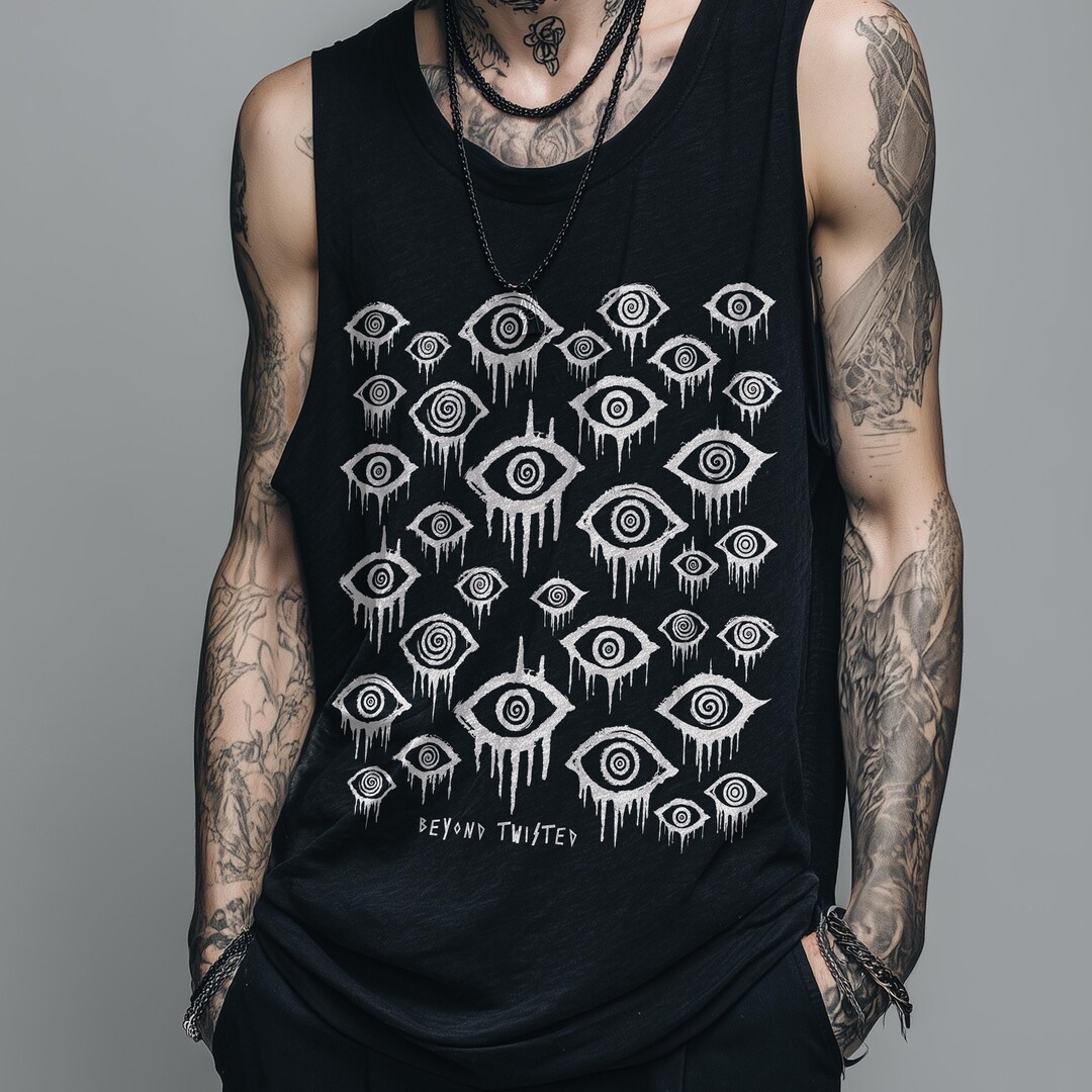 Eyeball Spiral Tank Top, Weirdcore Dripping Eyes Alt Shirt, Creepy Cute ...