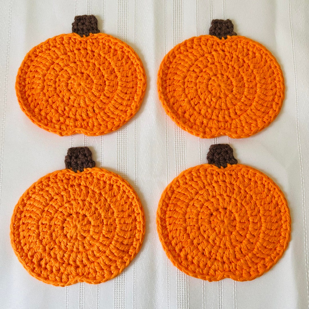 Pumpkin Coaster Crochet Pattern, PDF Download, Fall Coasters, Halloween ...