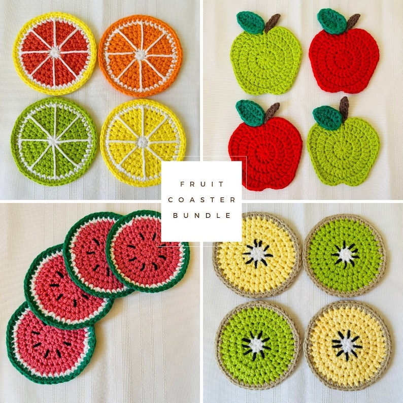 Fruit Coasters Crochet Pattern Bundle, PDF Download, Home Decor ...
