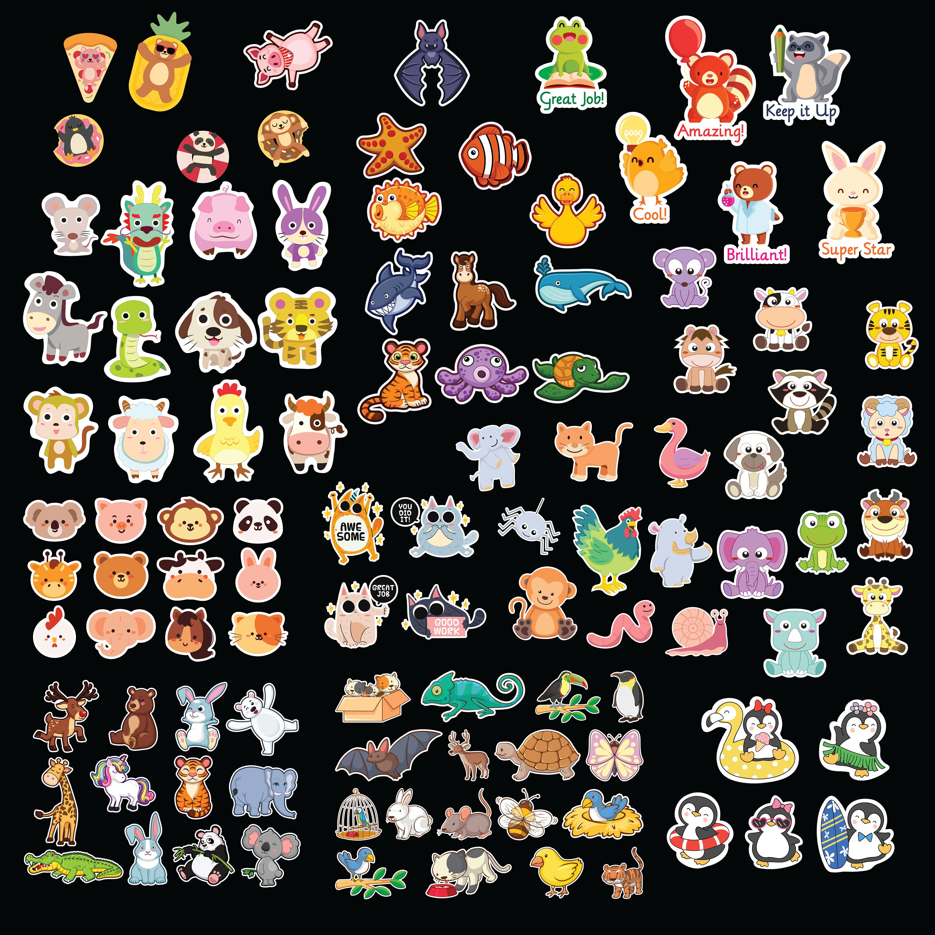 100+ Printable Cute Animal Digital Stickers, 1 PDF, 1 PNG File, Digital ...