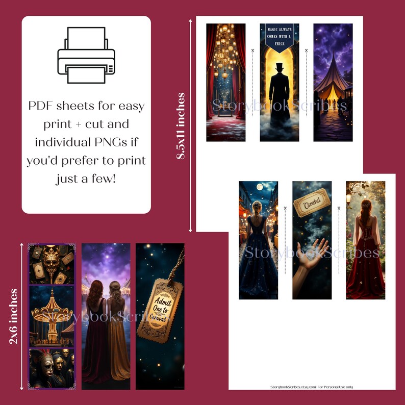 12 Caraval Chronicles Inspired Printable Bookmarks | Instant Download ...