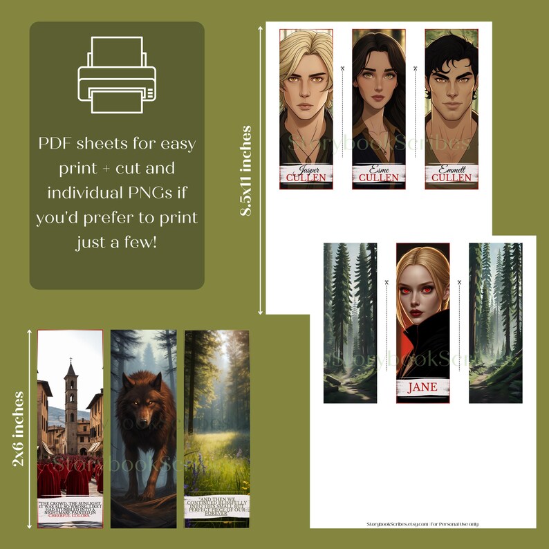 20 Twilight Inspired Printable Bookmarks | Instant Download PNG PDF ...
