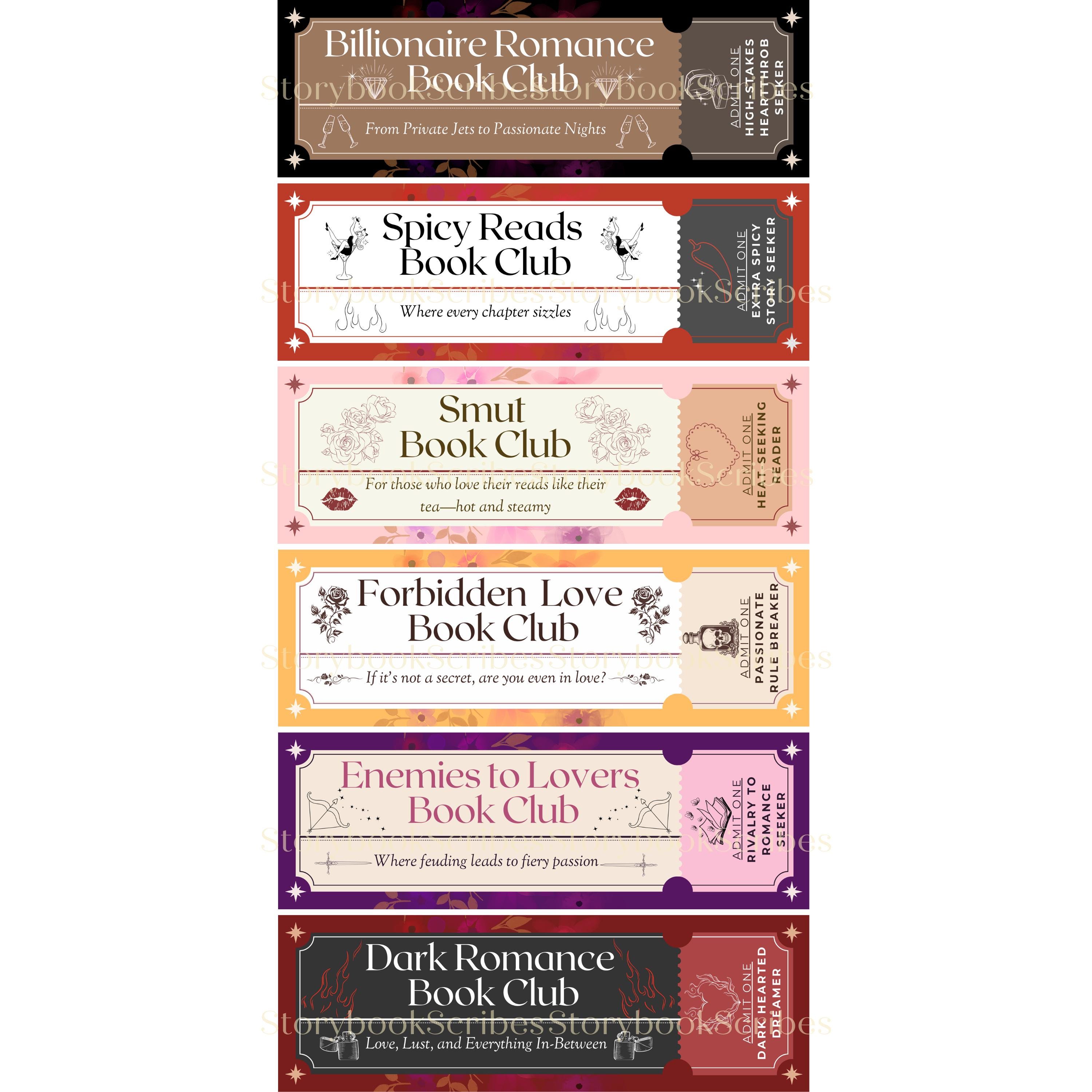 6 Spicy Book Club Printable Bookmarks | Instant Download PNG PDF | Dark ...