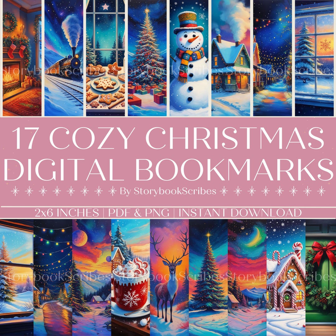 17 Cozy Christmas Printable Bookmarks | Instant Download PNG | Festive ...