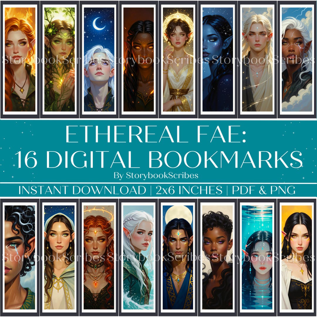 16 Ethereal Fae Printable Bookmarks | Instant Download PNG PDF ...
