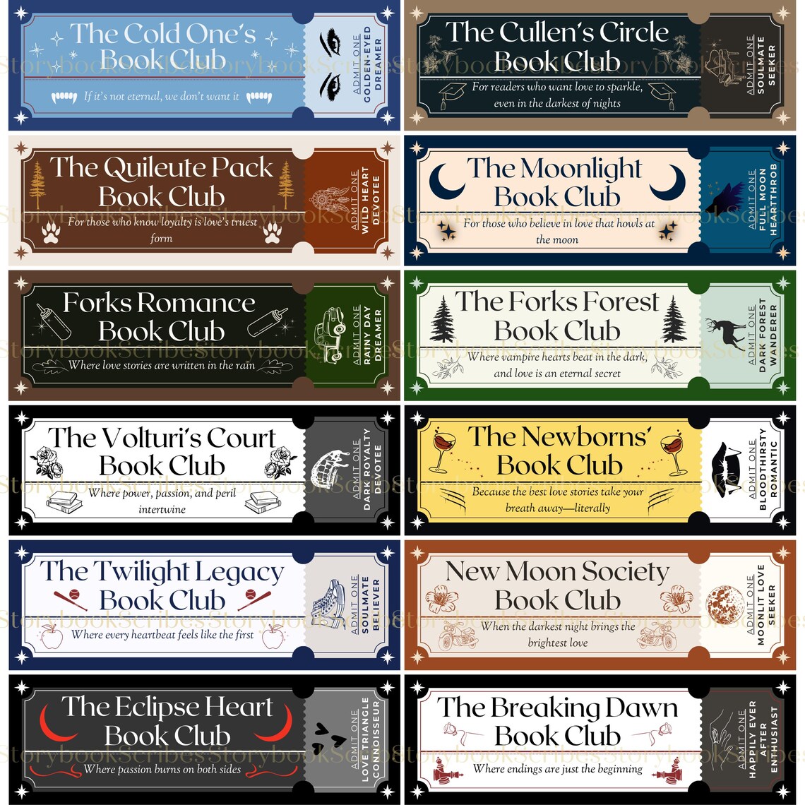 12 Twilight Inspired Book Club Printable Bookmarks | Instant Download ...