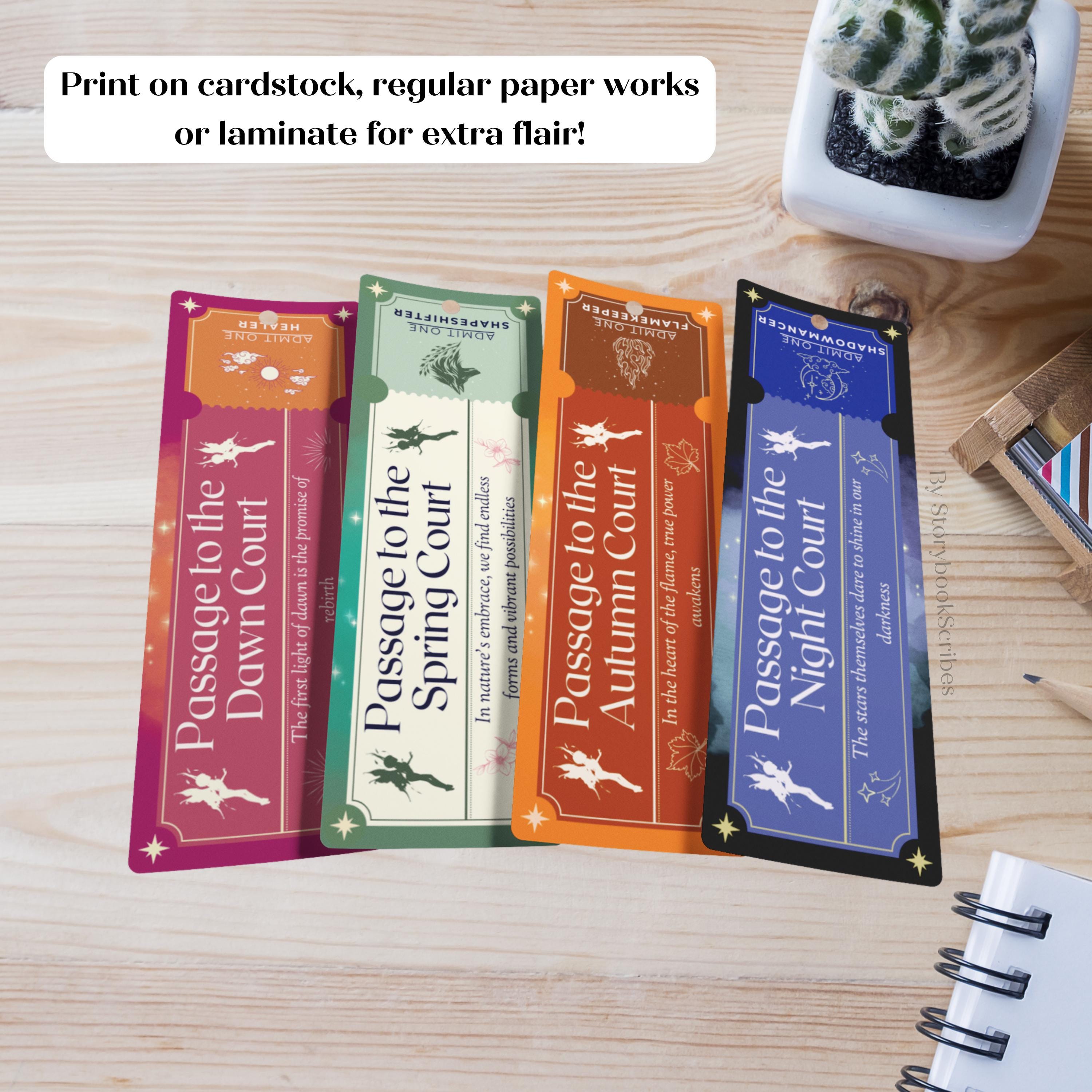 7 ACOTAR Inspired Court Ticket Printable Bookmarks | Instant Download ...