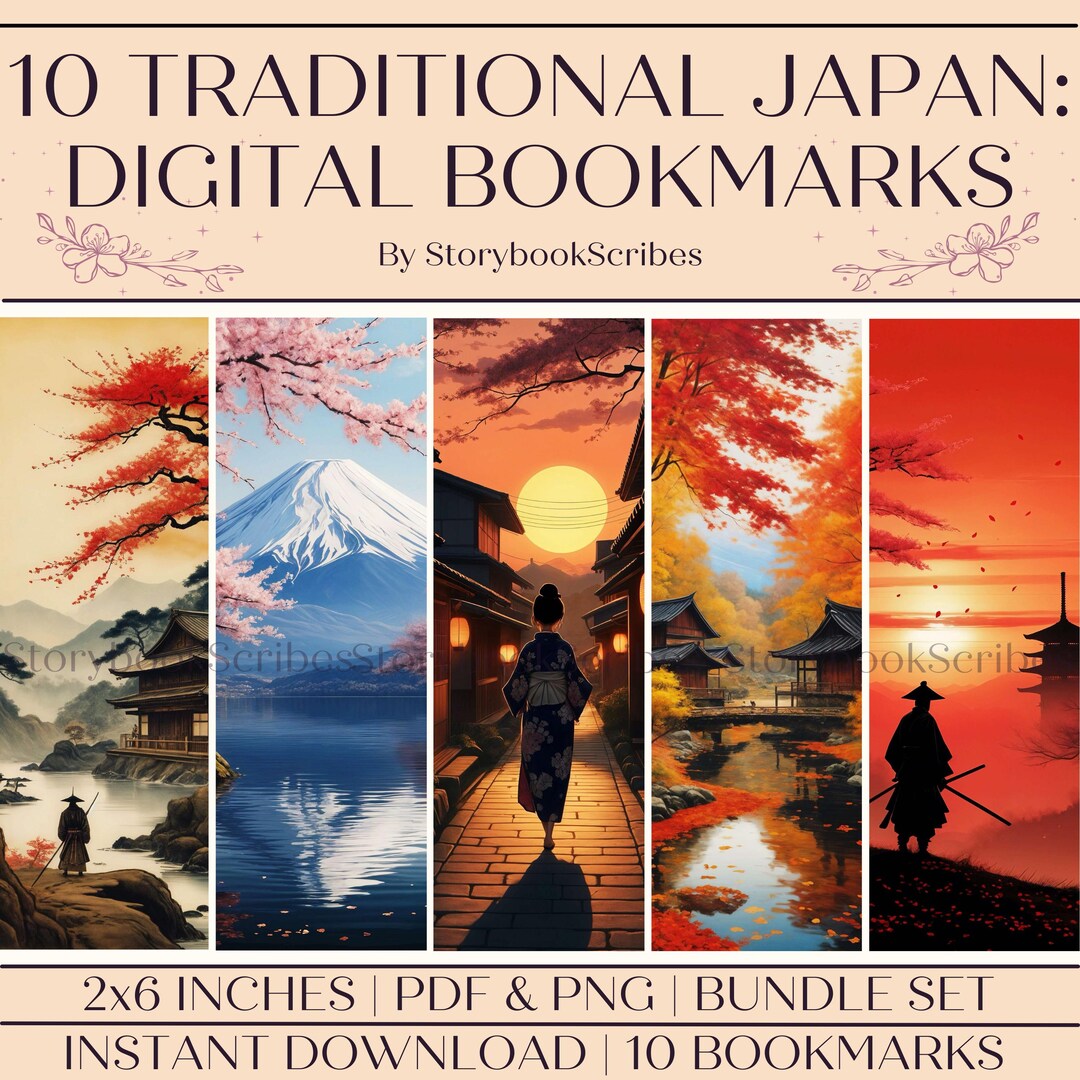 10 Traditional Japan Inspired Printable Bookmarks | Instant Download ...