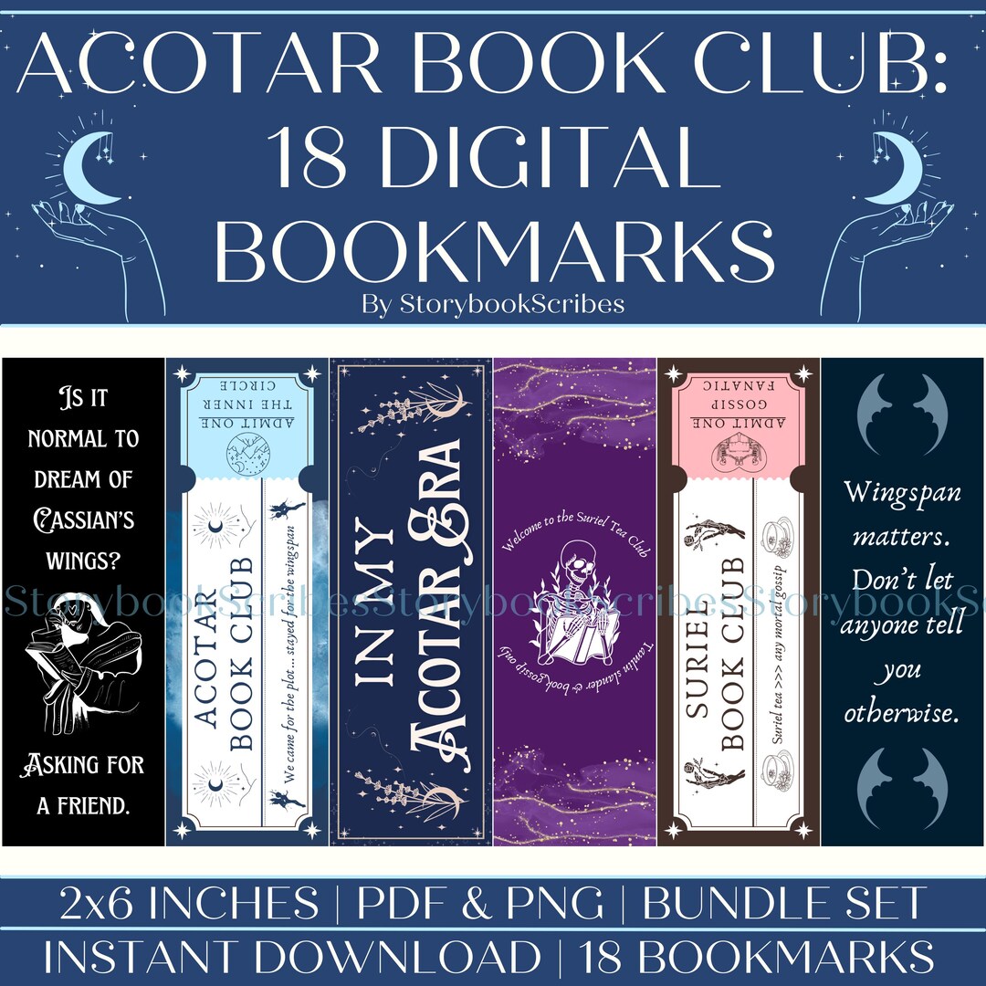 18 ACOTAR Book Club Printable Bookmarks | Instant Download PNG PDF ...