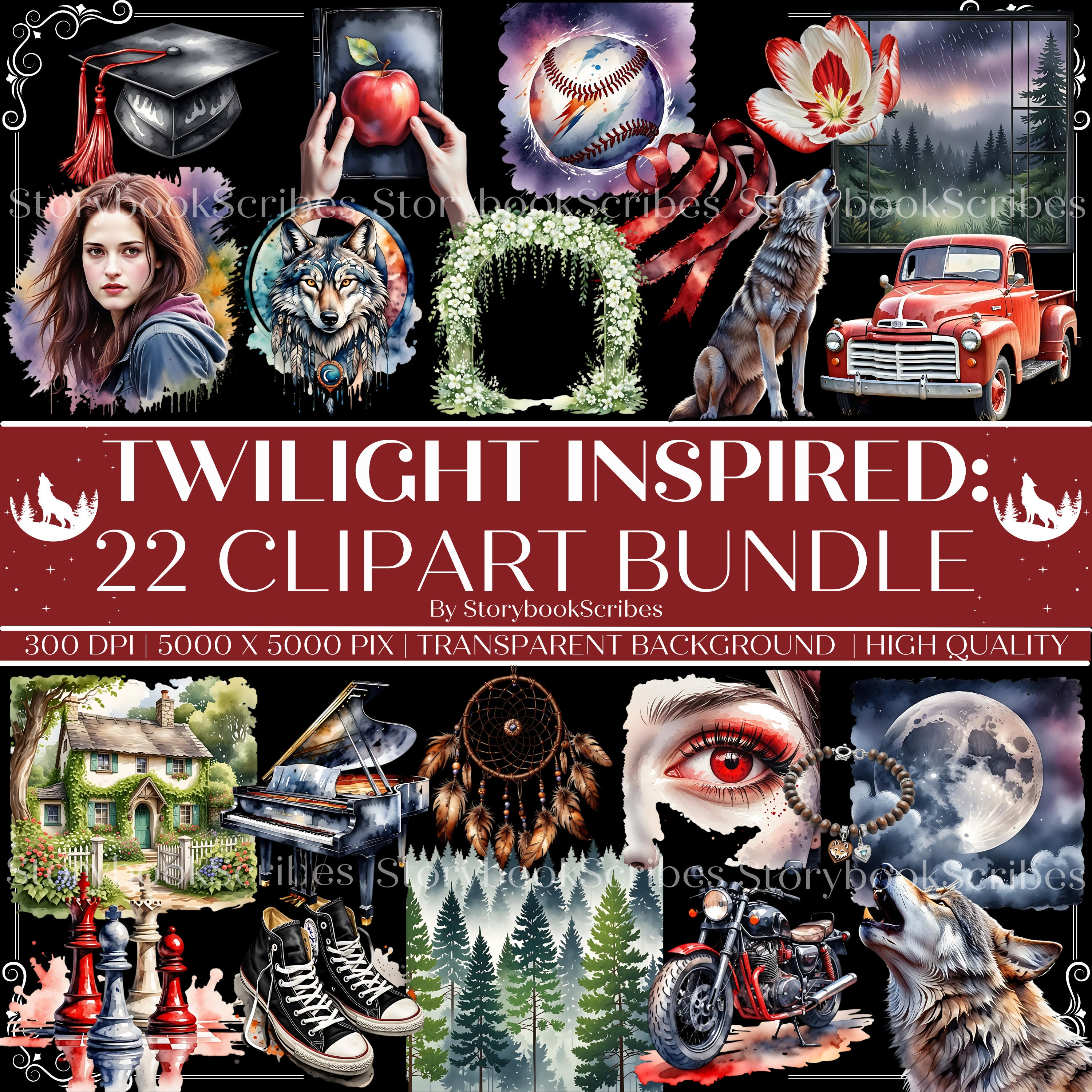 22 Twilight Inspired Watercolour Clipart Bundle | Instant Download ...