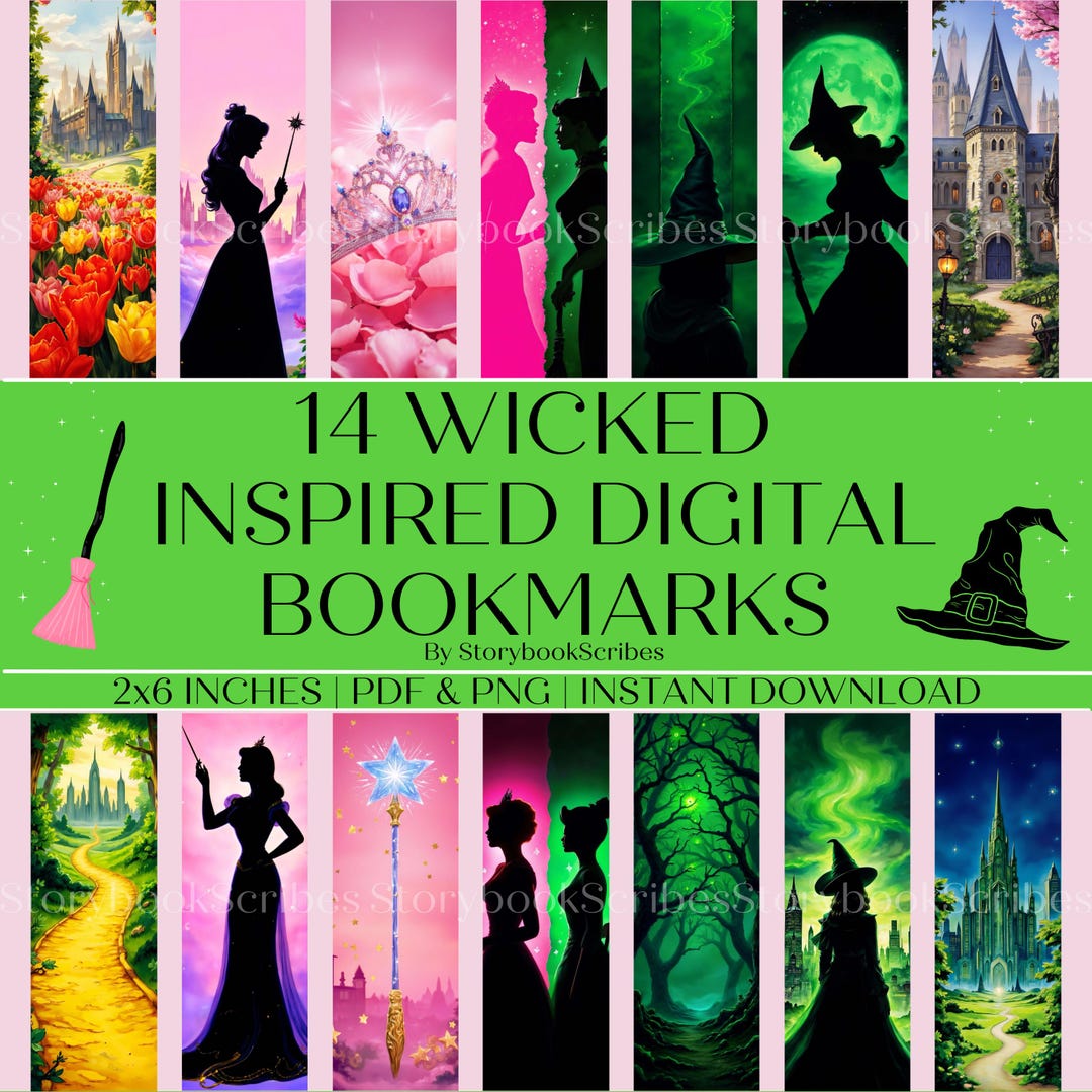 14 WICKED Inspired Printable Bookmarks | Instant Download PNG PDF ...