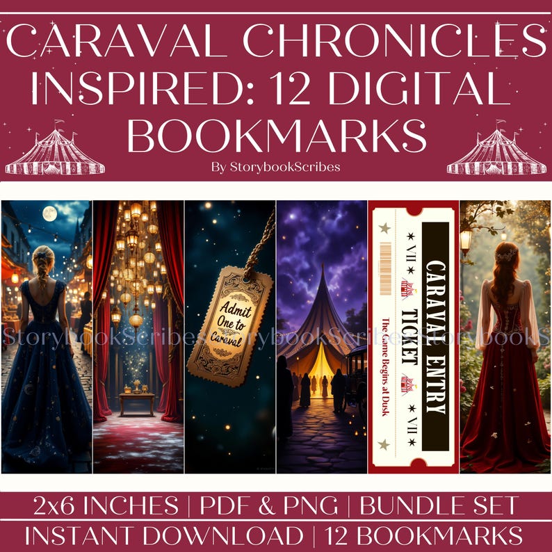 12 Caraval Chronicles Inspired Printable Bookmarks | Instant Download ...