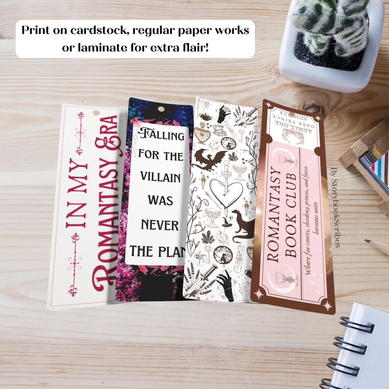 10 Romantasy Book Club Printable Bookmarks | Instant Download PDF PNG ...