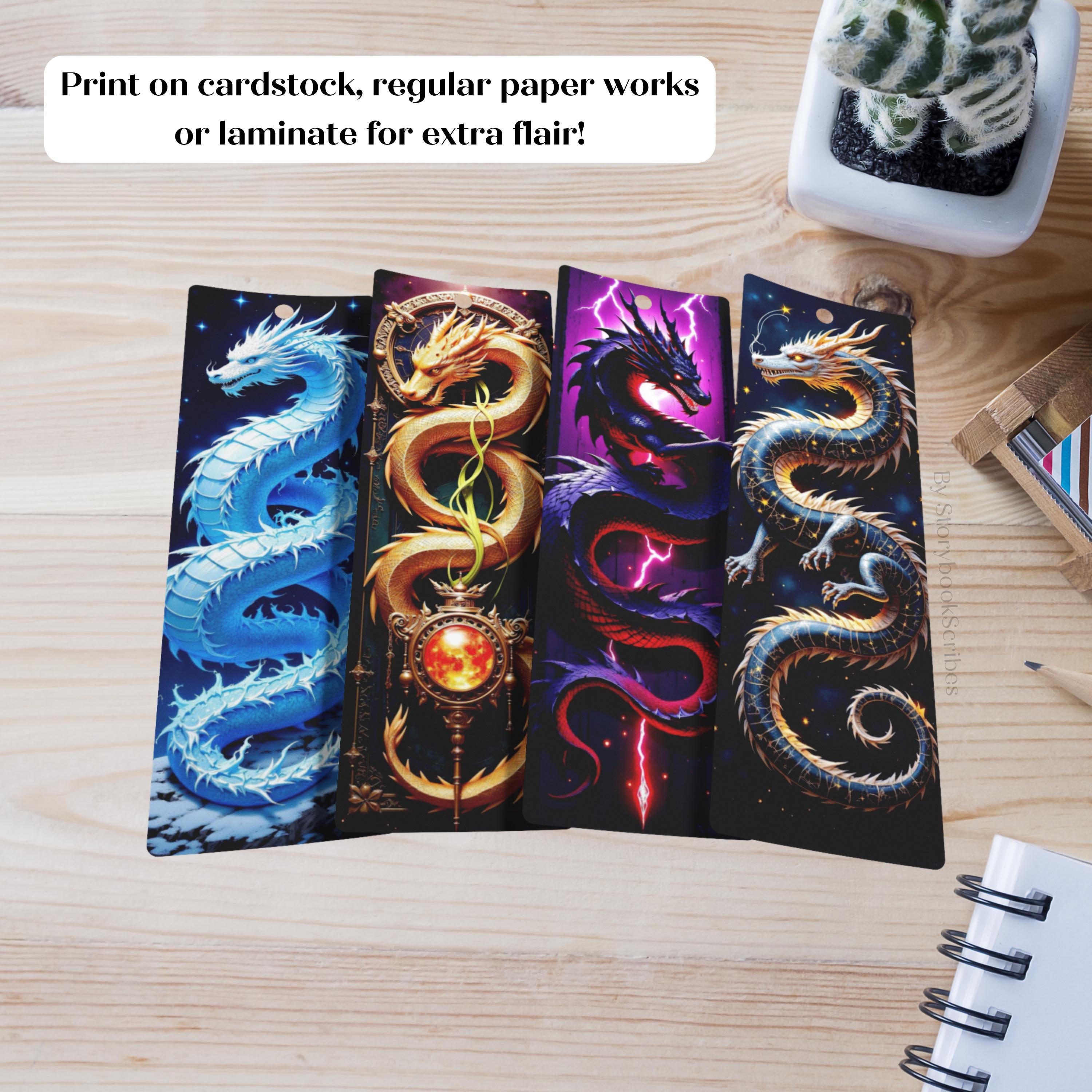 5 Fantasy Dragon Printable Bookmarks | Instant Download PNG & PDF ...