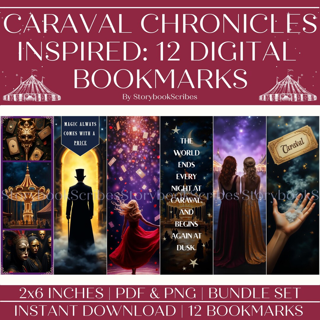 12 Caraval Chronicles Inspired Printable Bookmarks | Instant Download ...