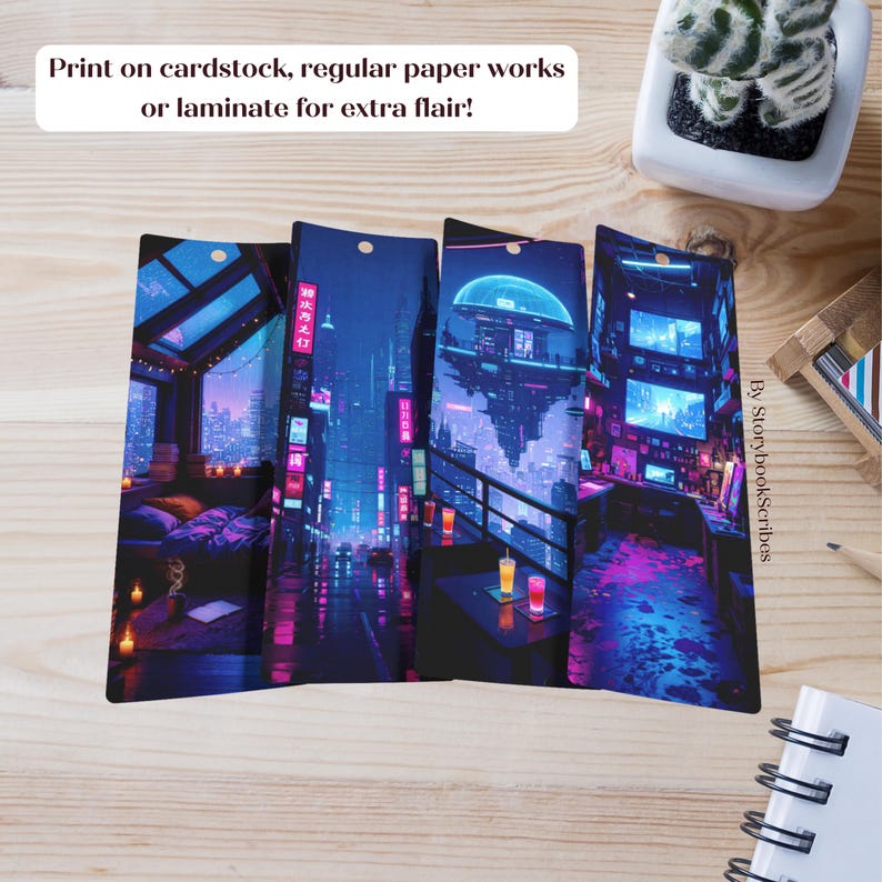 20 Cyberpunk Aesthetics Printable Bookmarks | Instant Download PNG PDF ...