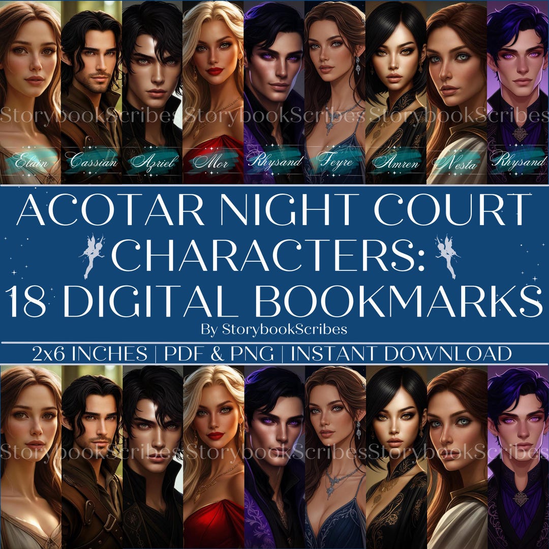 18 ACOTAR Night Court Characters Bookmarks | Instant Download PNG PDF ...