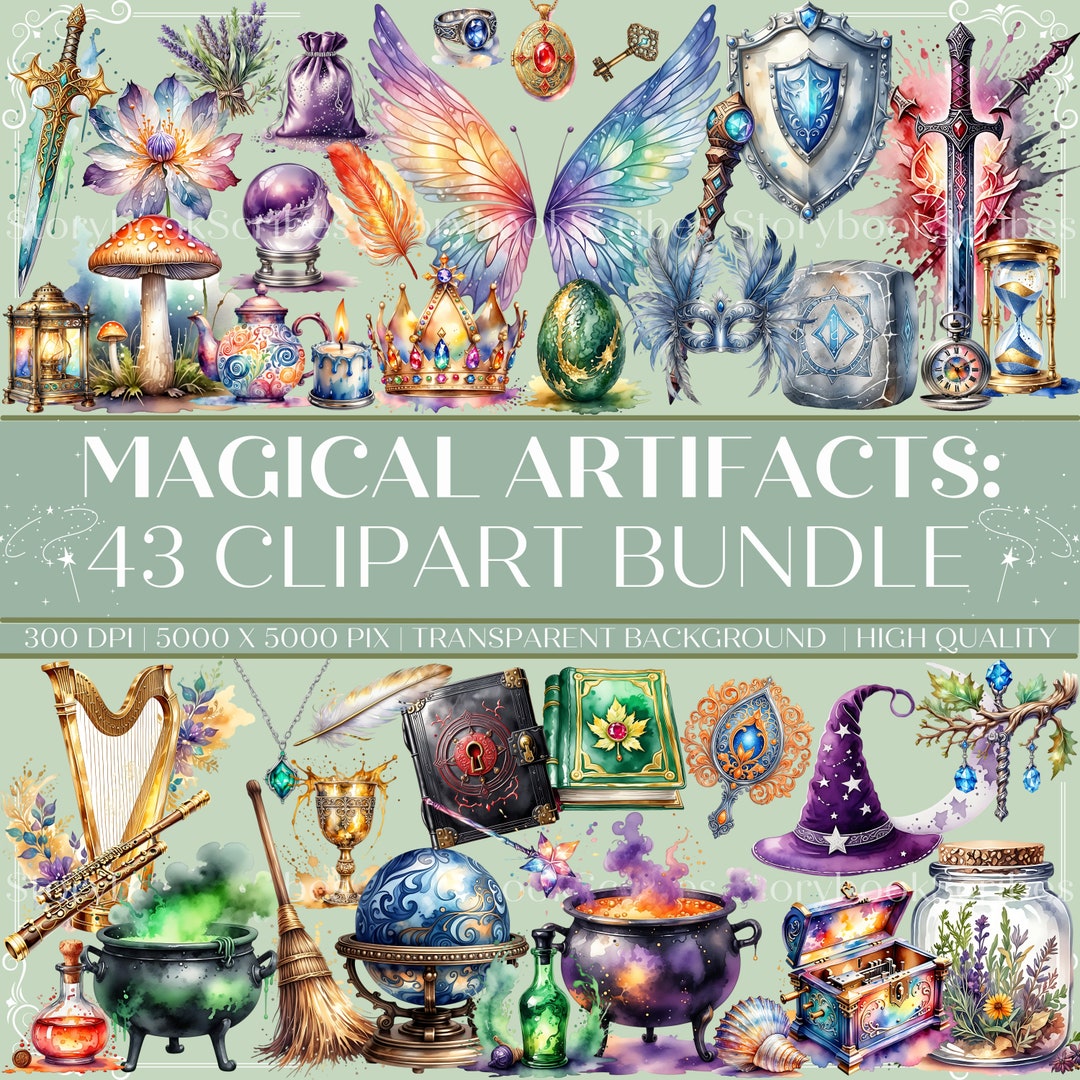 43 Magical Artifacts Watercolour Clipart Bundle | Instant Download ...