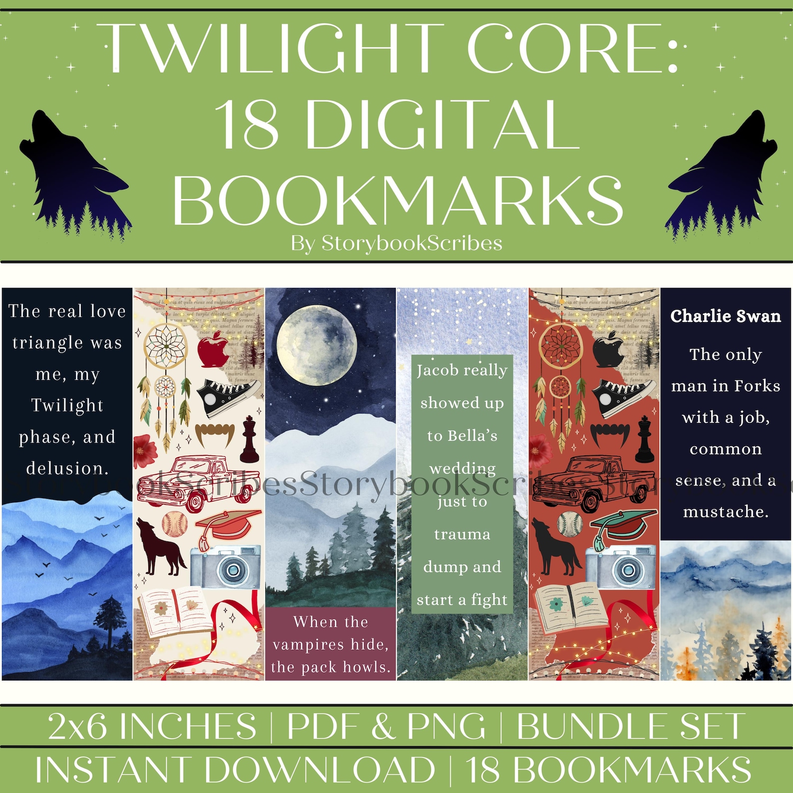 18 Twilight Core Printable Bookmarks | Instant Download PNG PDF ...