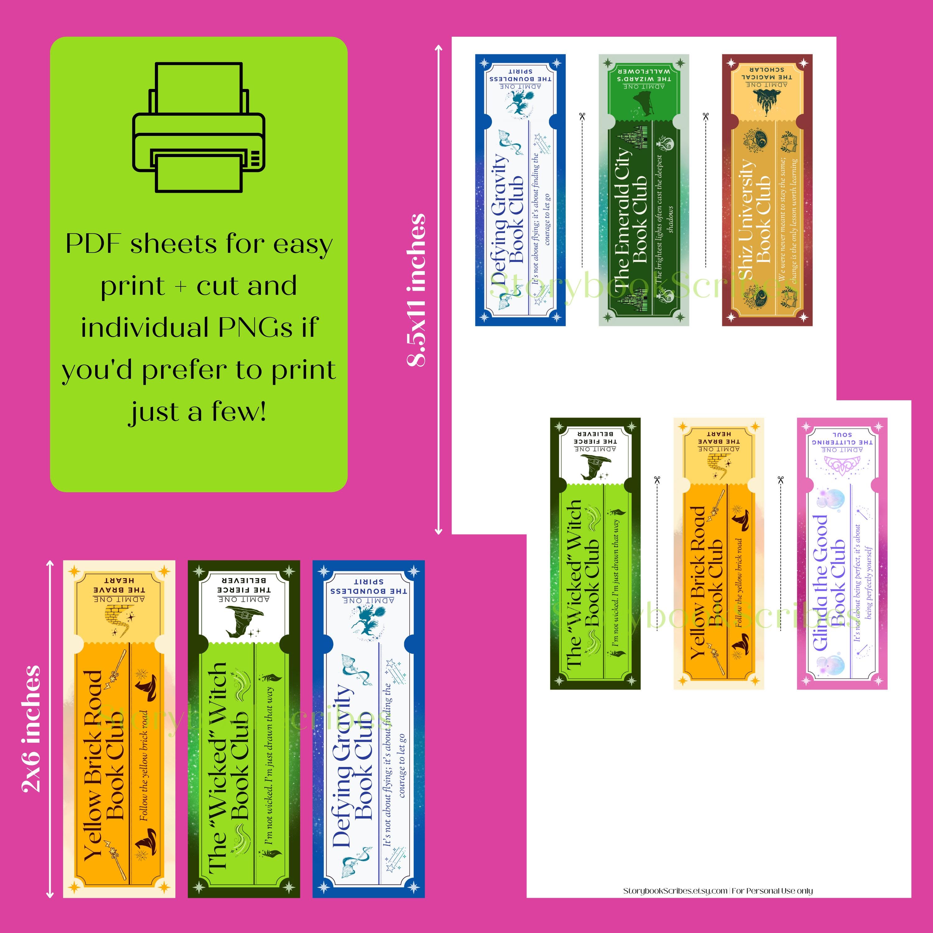 6 WICKED Inspired Book Club Printable Bookmarks | Instant Download PNG ...