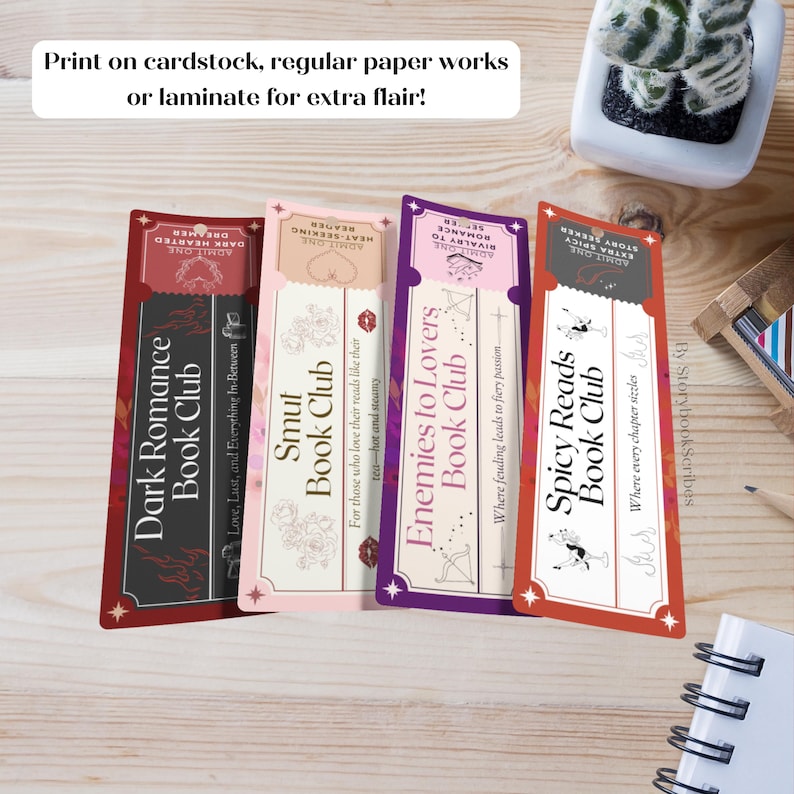 6 Spicy Book Club Printable Bookmarks | Instant Download PNG PDF | Dark ...