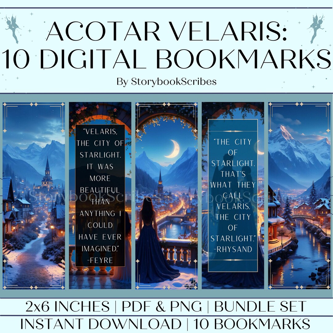 10 ACOTAR Velaris Inspired Bookmarks | Instant Download PNG & PDF ...