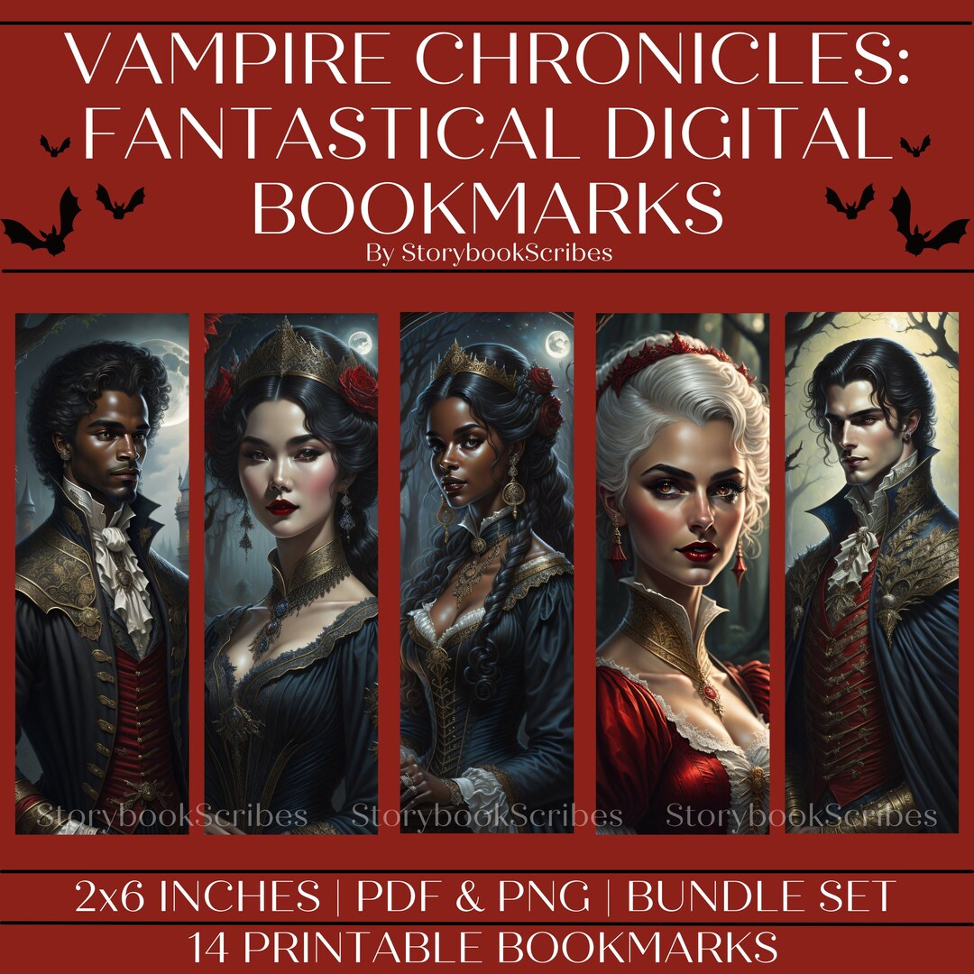 14 Gothic Vampire Printable Bookmarks | Instant Download PNG & PDF ...
