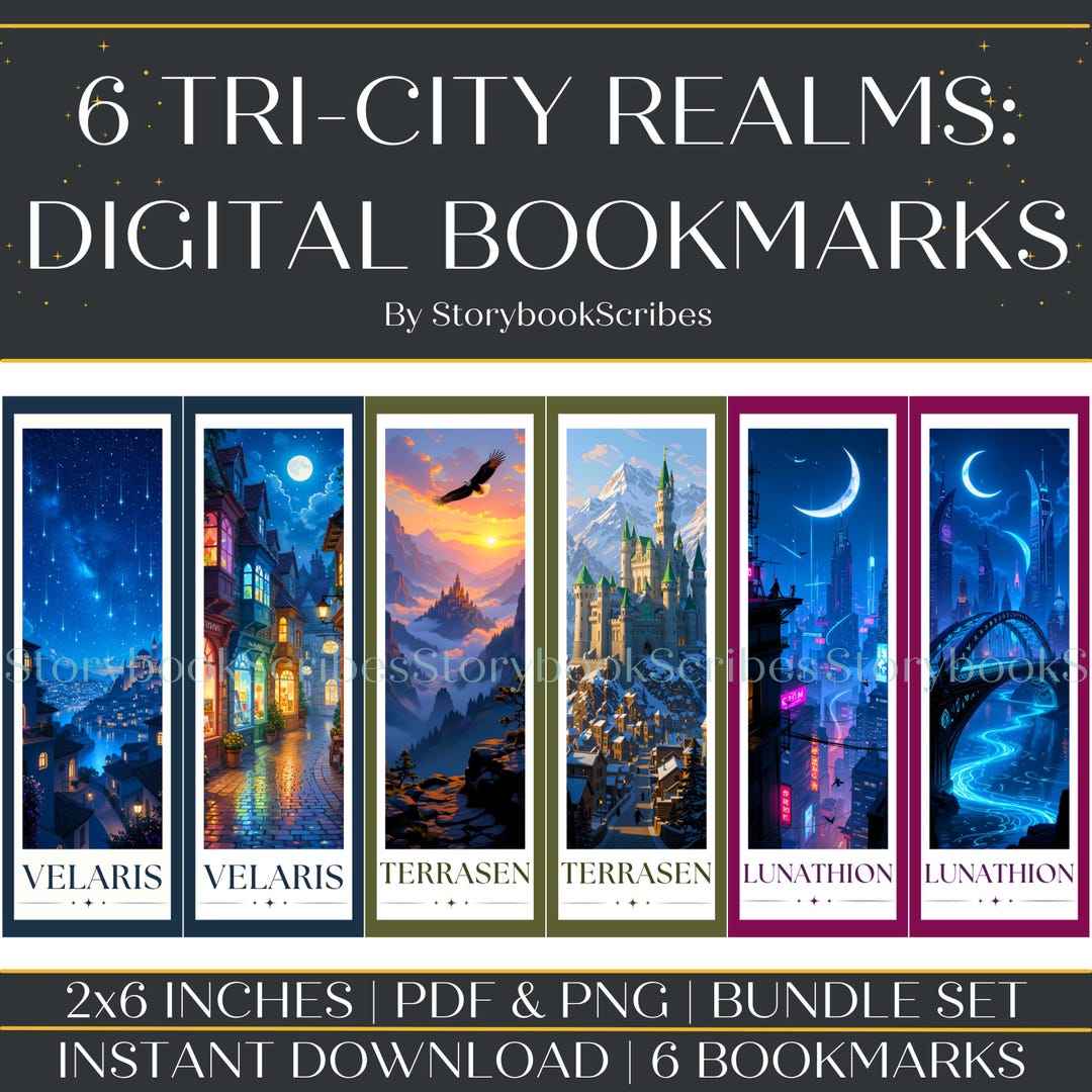 6 Tai-city Realms Printable Bookmarks | Instant Download PNG PDF ...