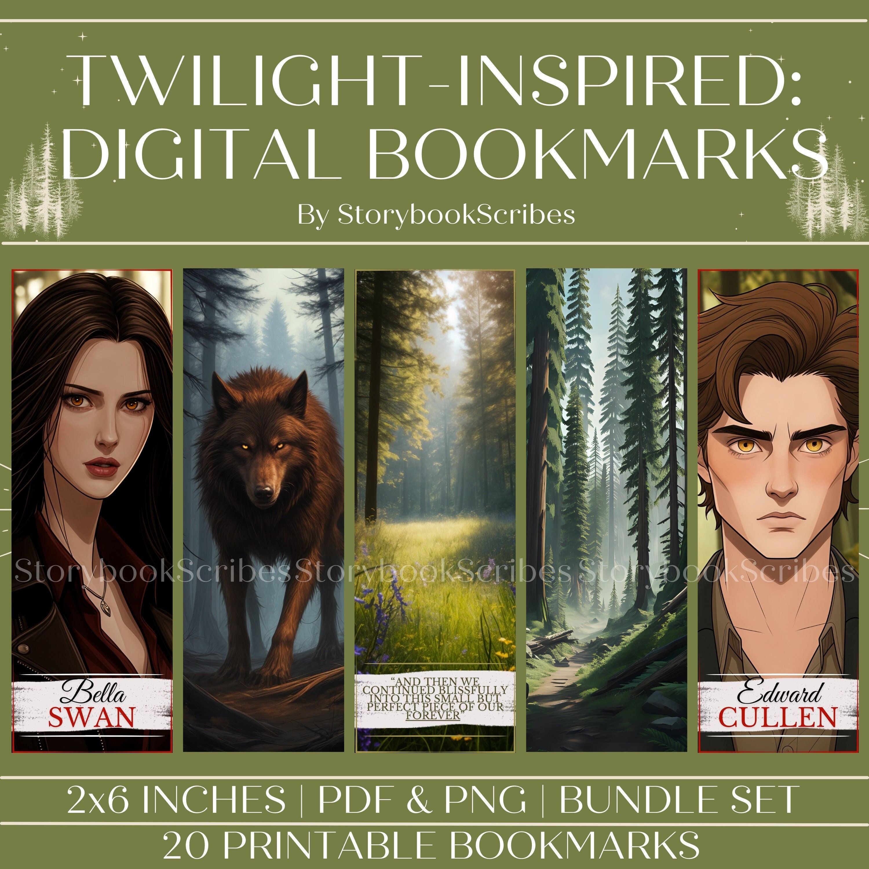 20 Twilight Inspired Printable Bookmarks | Instant Download PNG PDF ...