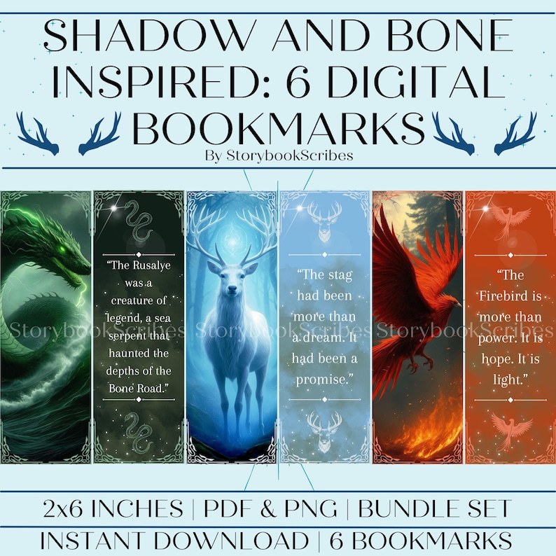 6 Shadow and Bone Inspired Printable Bookmarks | Instant Download PNG ...