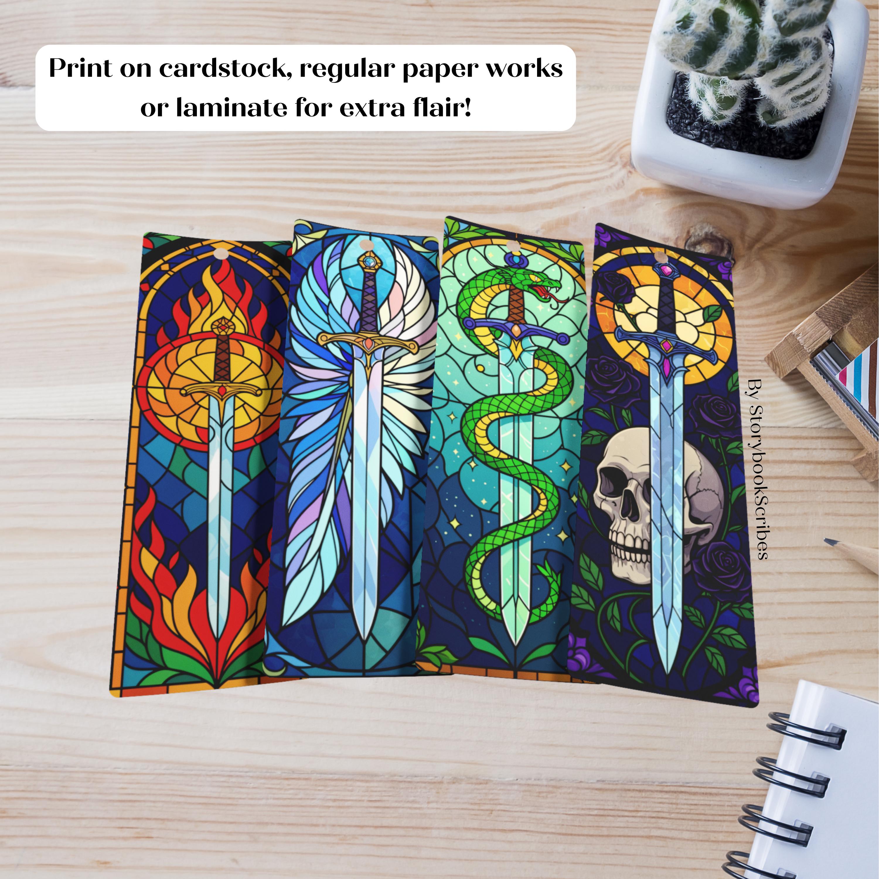 22 Stained Glass Sword Printable Bookmarks | Instant Download PNG PDF ...
