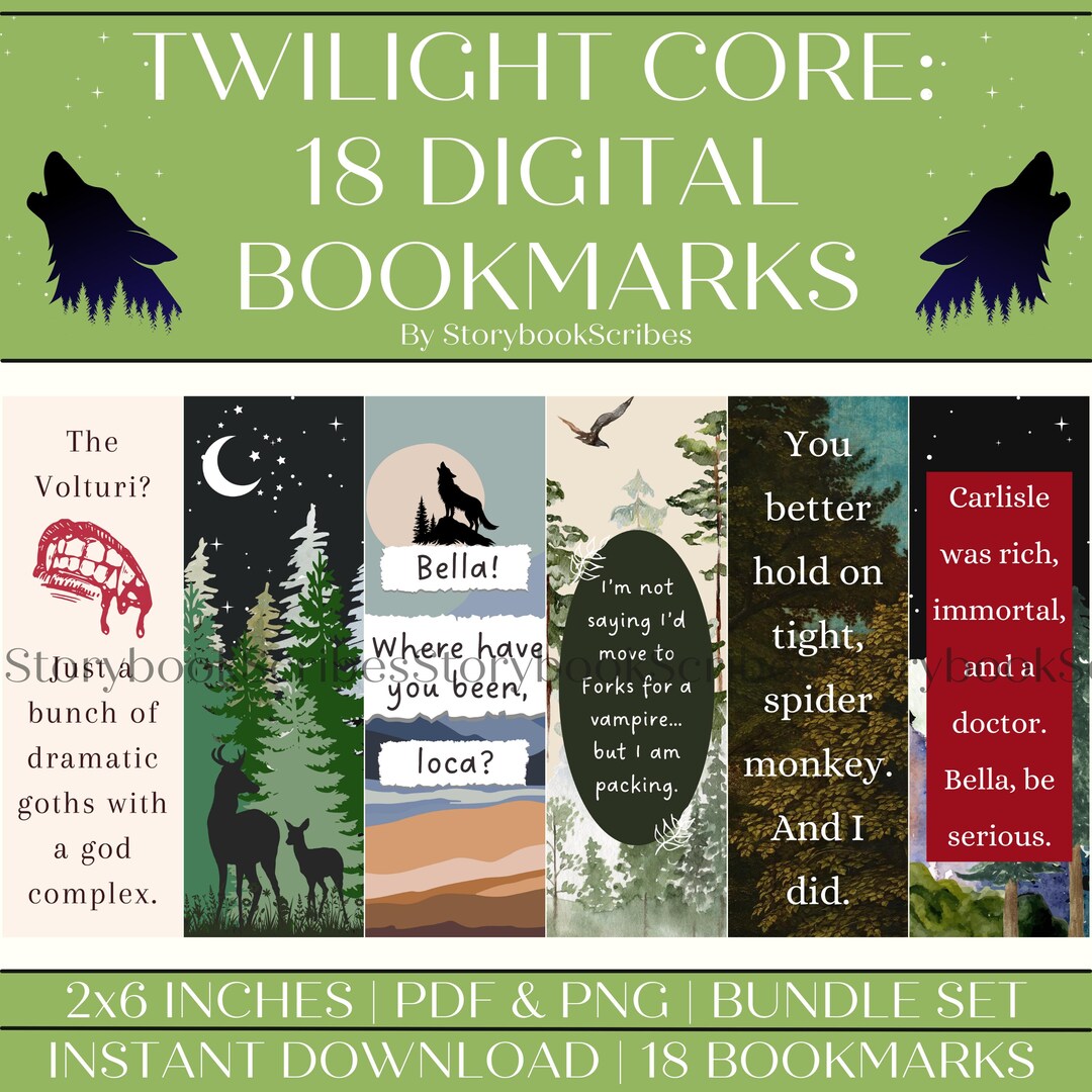 18 Twilight Core Printable Bookmarks | Instant Download PNG PDF ...