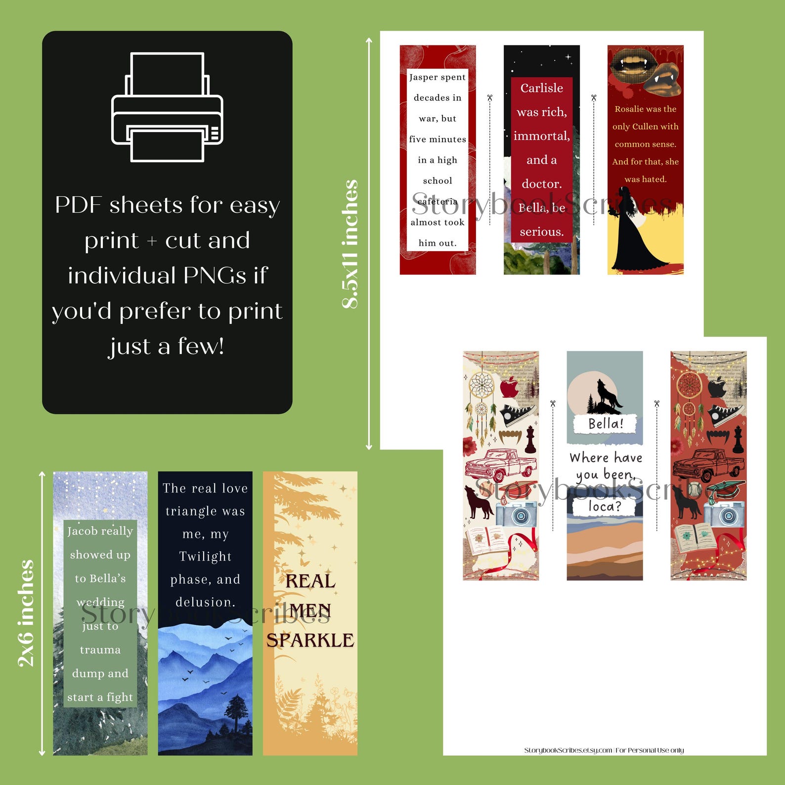 18 Twilight Core Printable Bookmarks | Instant Download PNG PDF ...