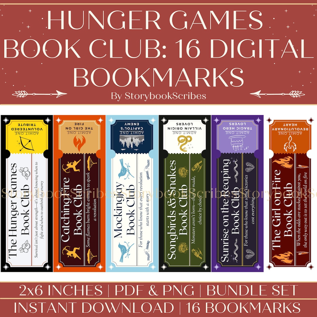 16 Hunger Games Inspired Book Club Printable Bookmarks | Instant ...