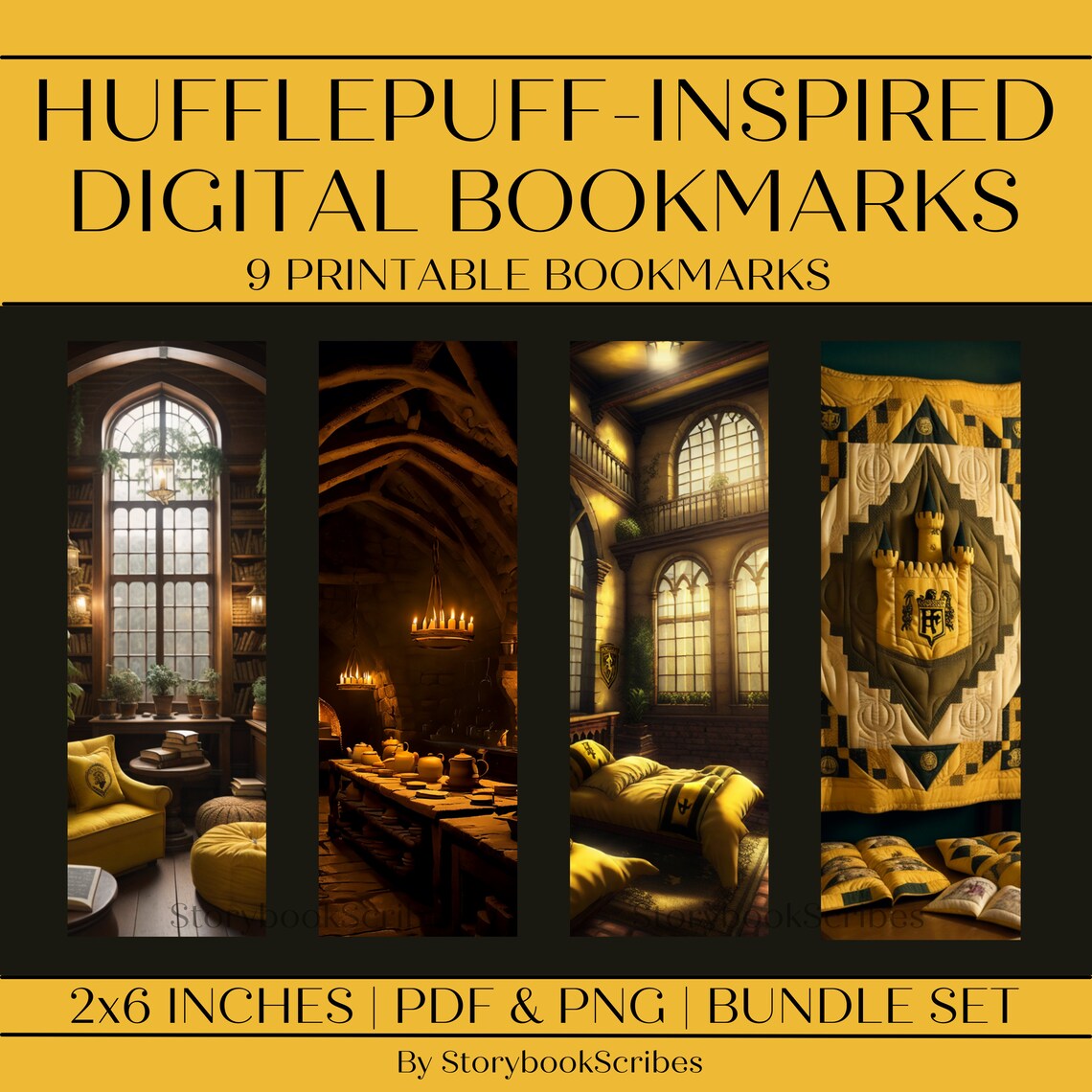 9 Hufflepuff-inspired Printable Bookmarks Instant Download Fantasy ...