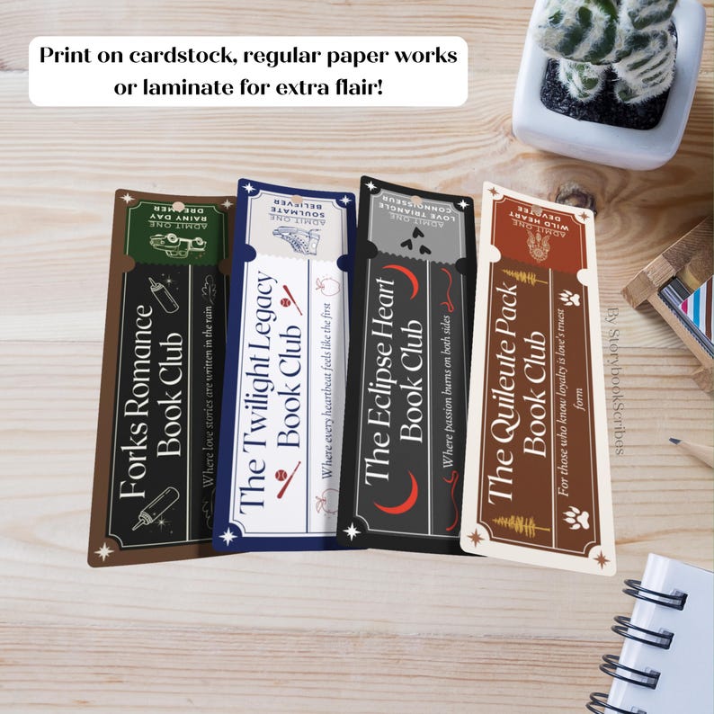 12 Twilight Inspired Book Club Printable Bookmarks | Instant Download ...
