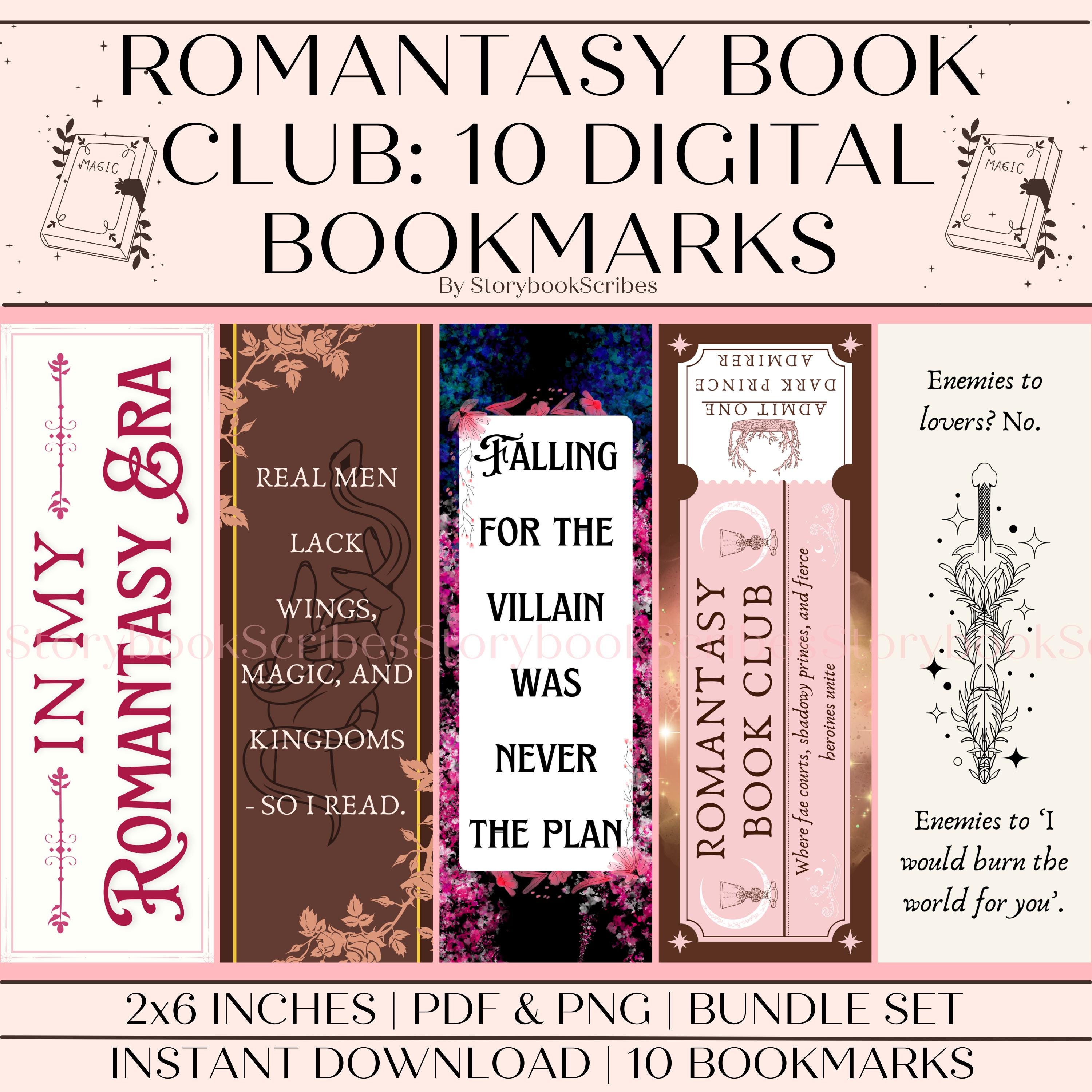 10 Romantasy Book Club Printable Bookmarks | Instant Download PDF PNG ...