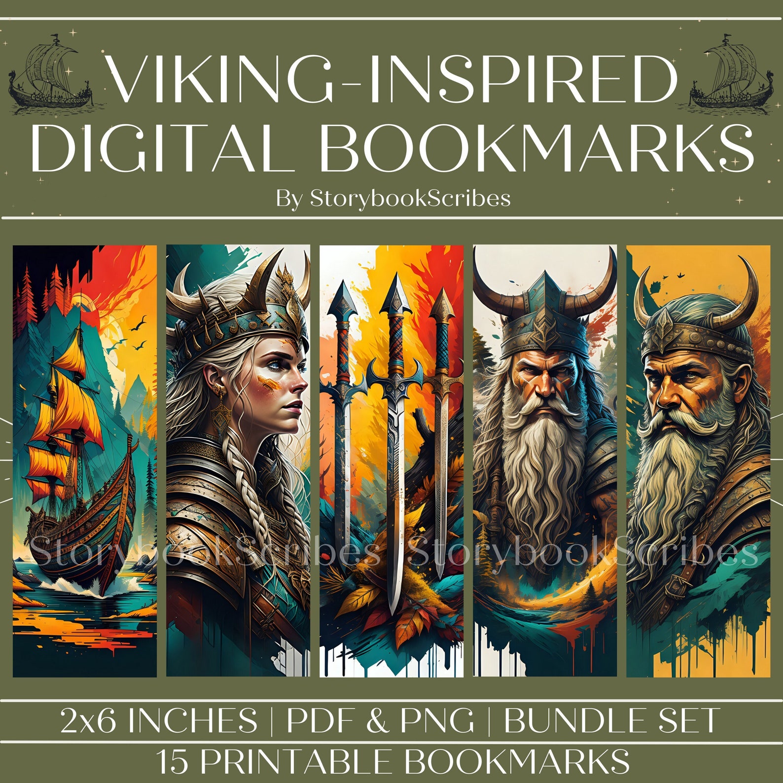 15 Viking Printable Bookmarks | Instant Download PNG PDF | Norse ...