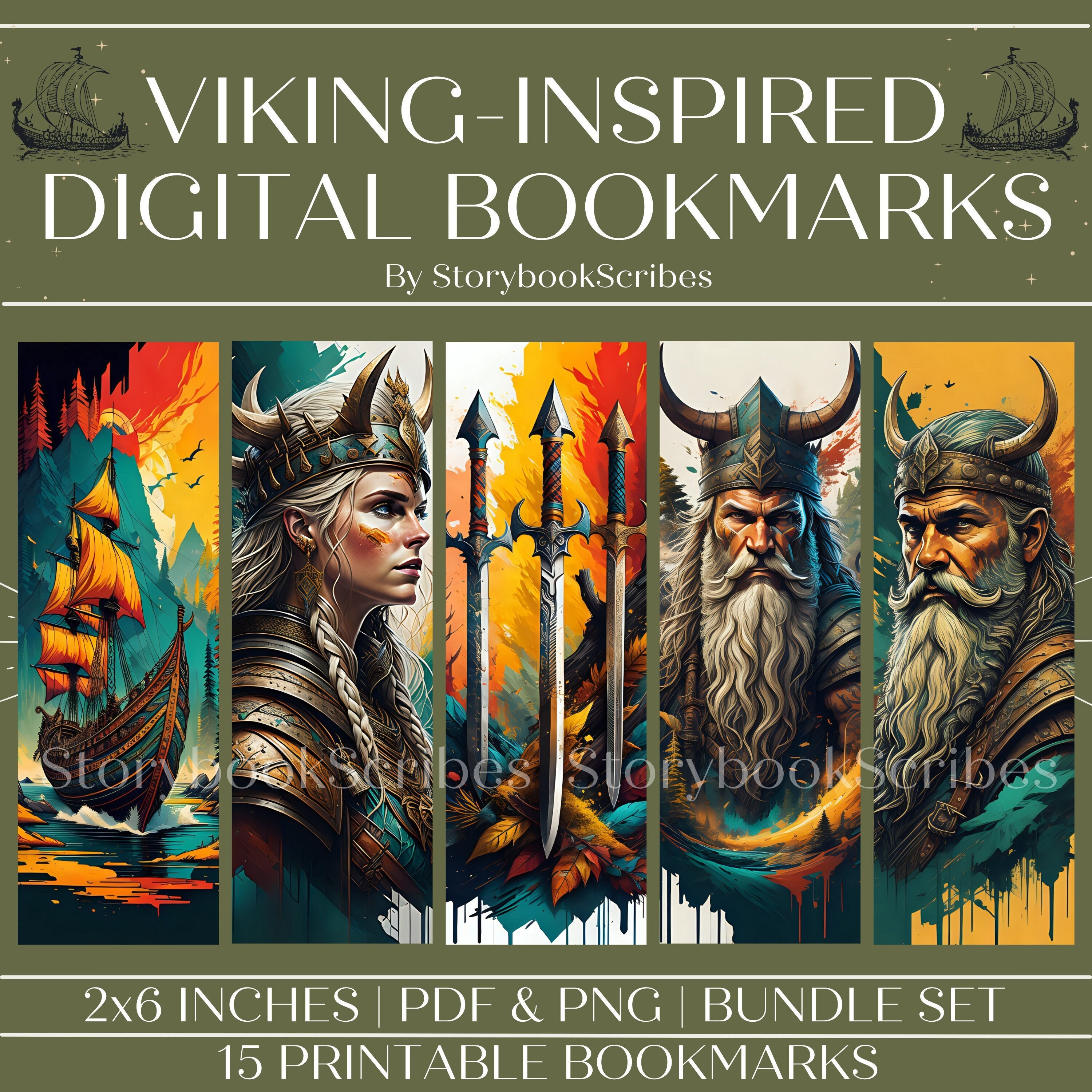 15 Viking Printable Bookmarks | Instant Download PNG PDF | Norse ...