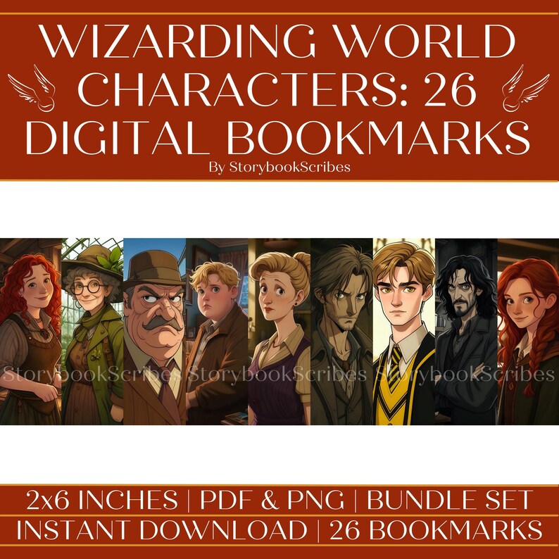 Wizarding World Characters: 26 Printable Bookmarks | Digital Download ...