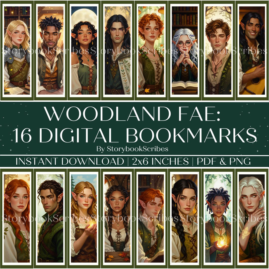 16 Woodland Fae Printable Bookmarks | Instant Download PNG PDF ...