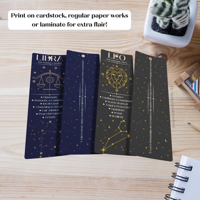 24 Zodiac Sign Printable Bookmarks | Instant Download PNG PDF ...