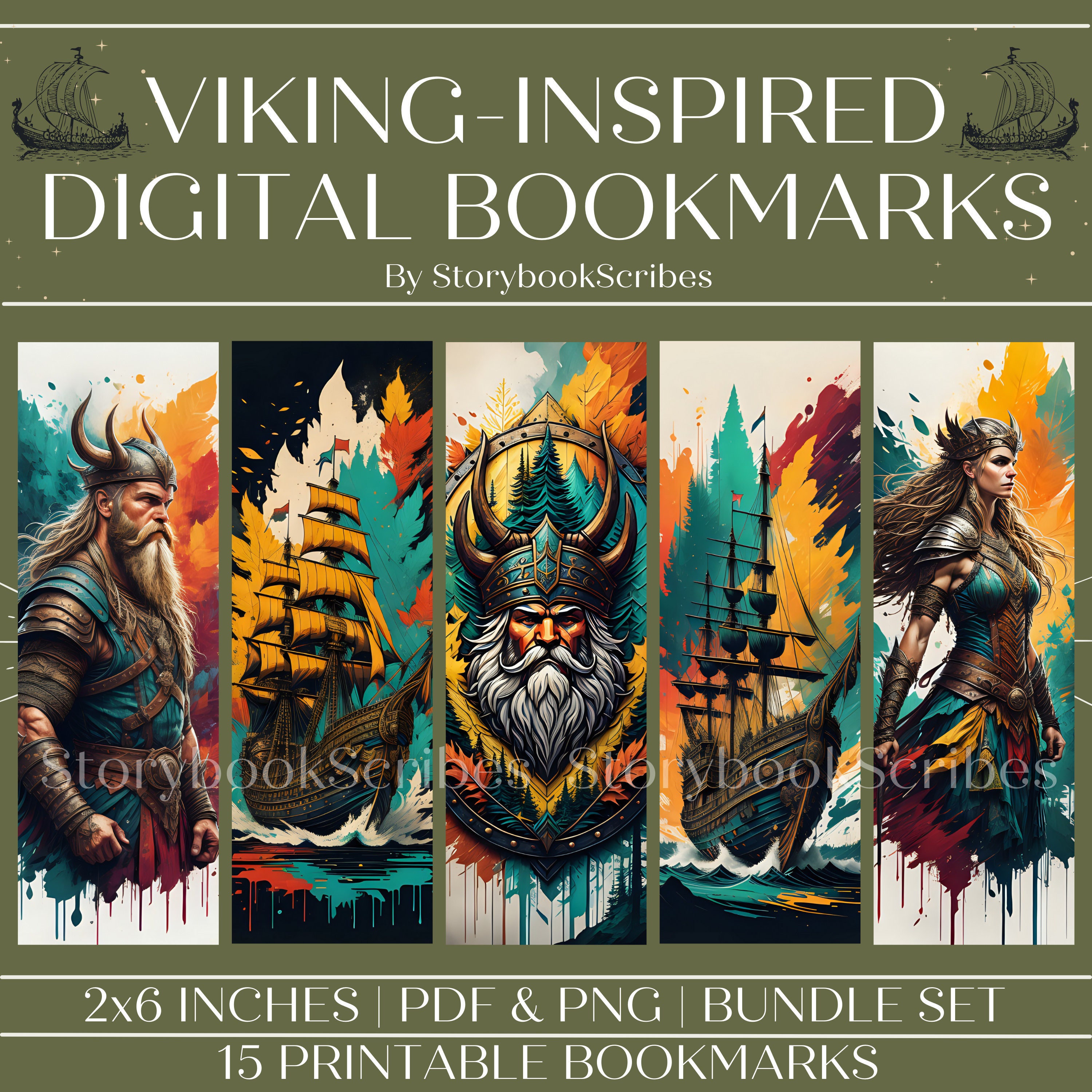15 Viking Printable Bookmarks | Instant Download PNG PDF | Norse ...