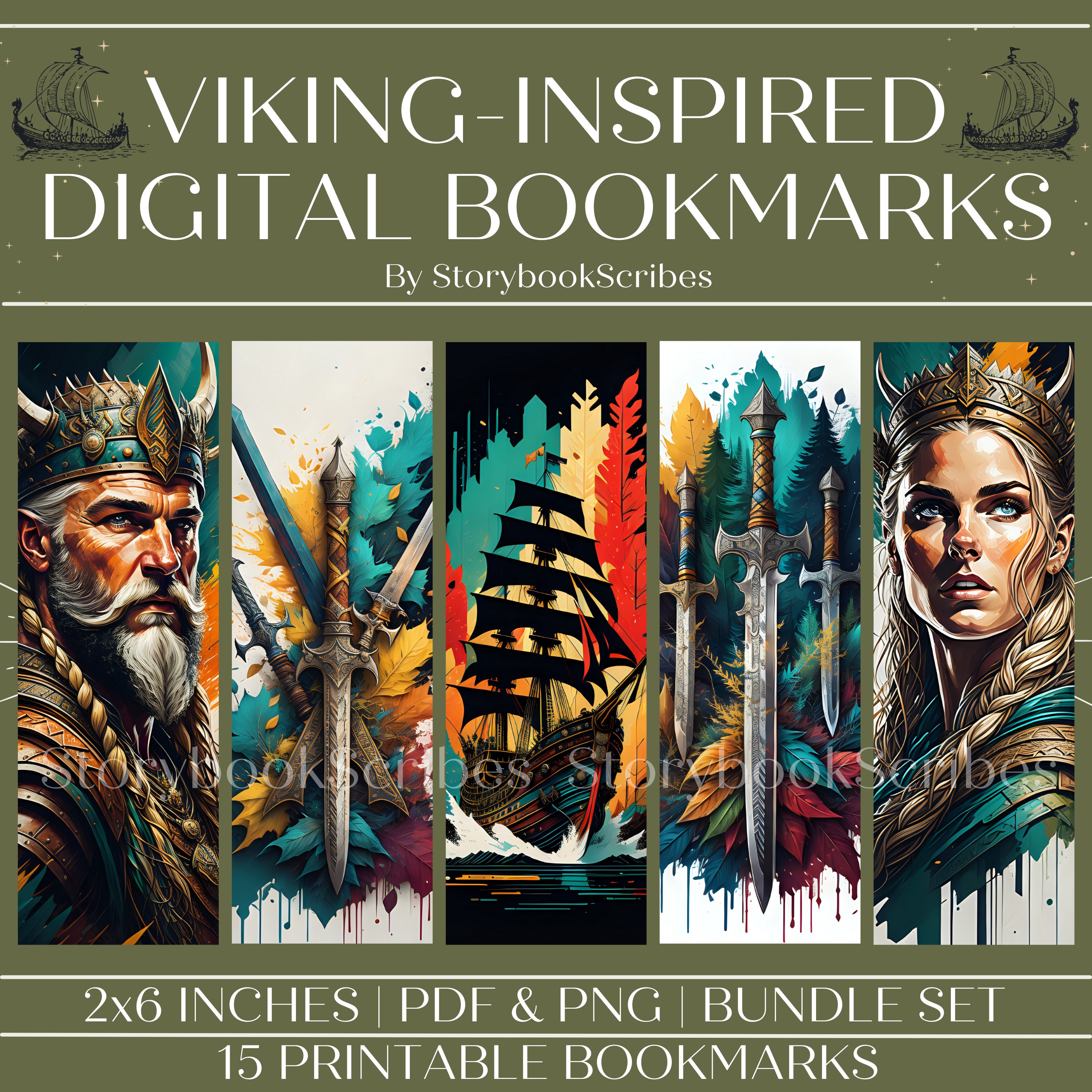 15 Viking Printable Bookmarks | Instant Download PNG PDF | Norse ...