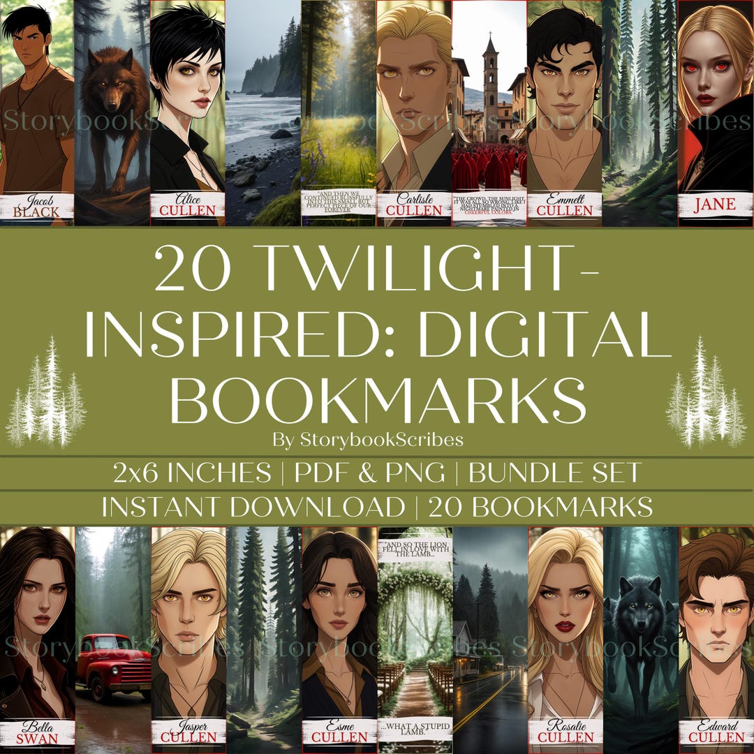 20 Twilight Inspired Printable Bookmarks | Instant Download PNG PDF ...