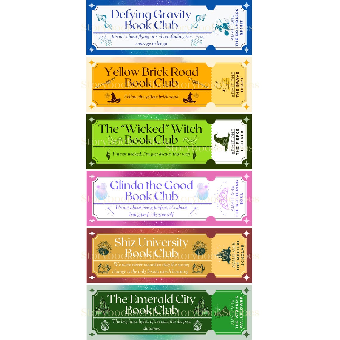 6 WICKED Inspired Book Club Printable Bookmarks Instant Download PNG ...