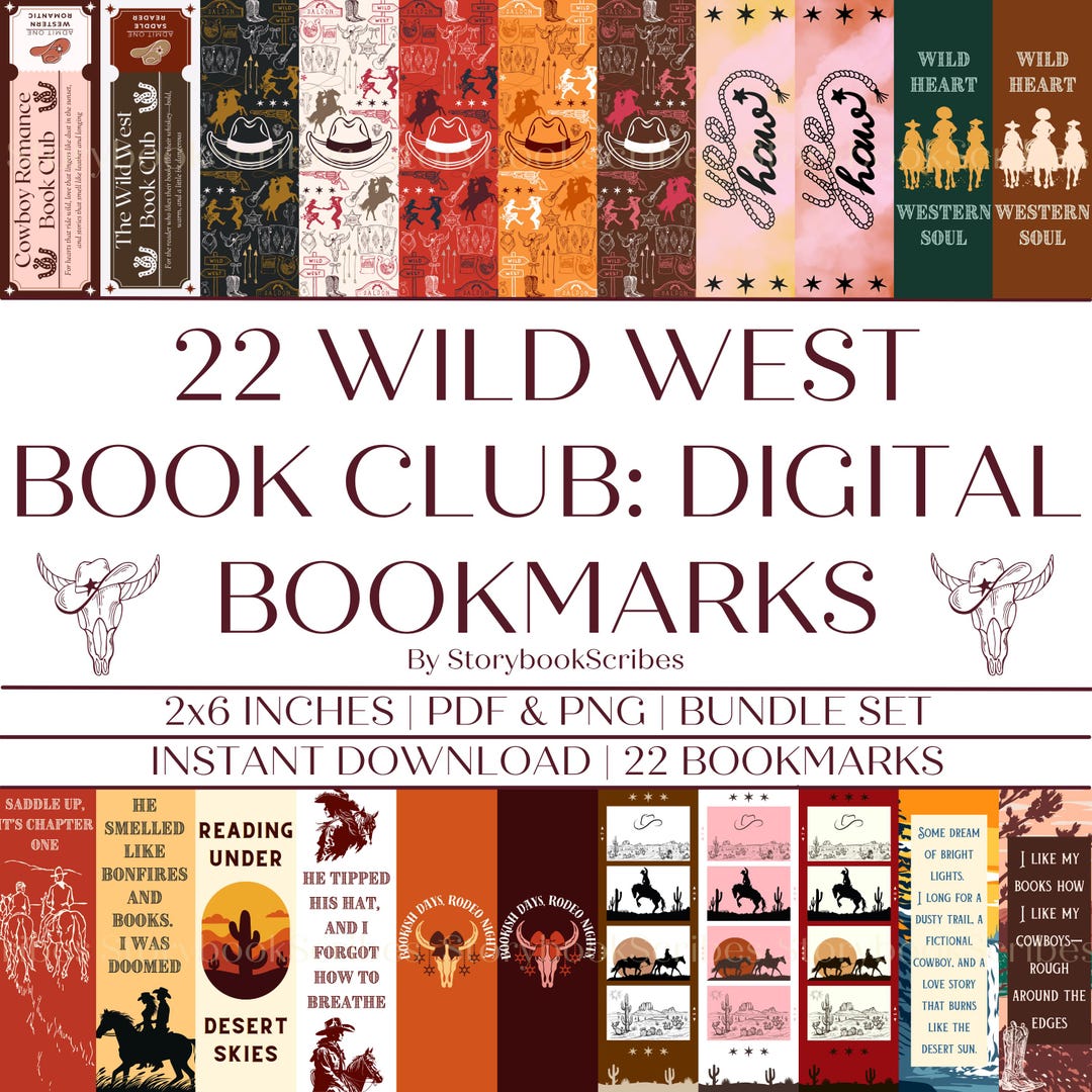22 Wild West Book Club Printable Bookmarks | Instant Download PNG PDF ...
