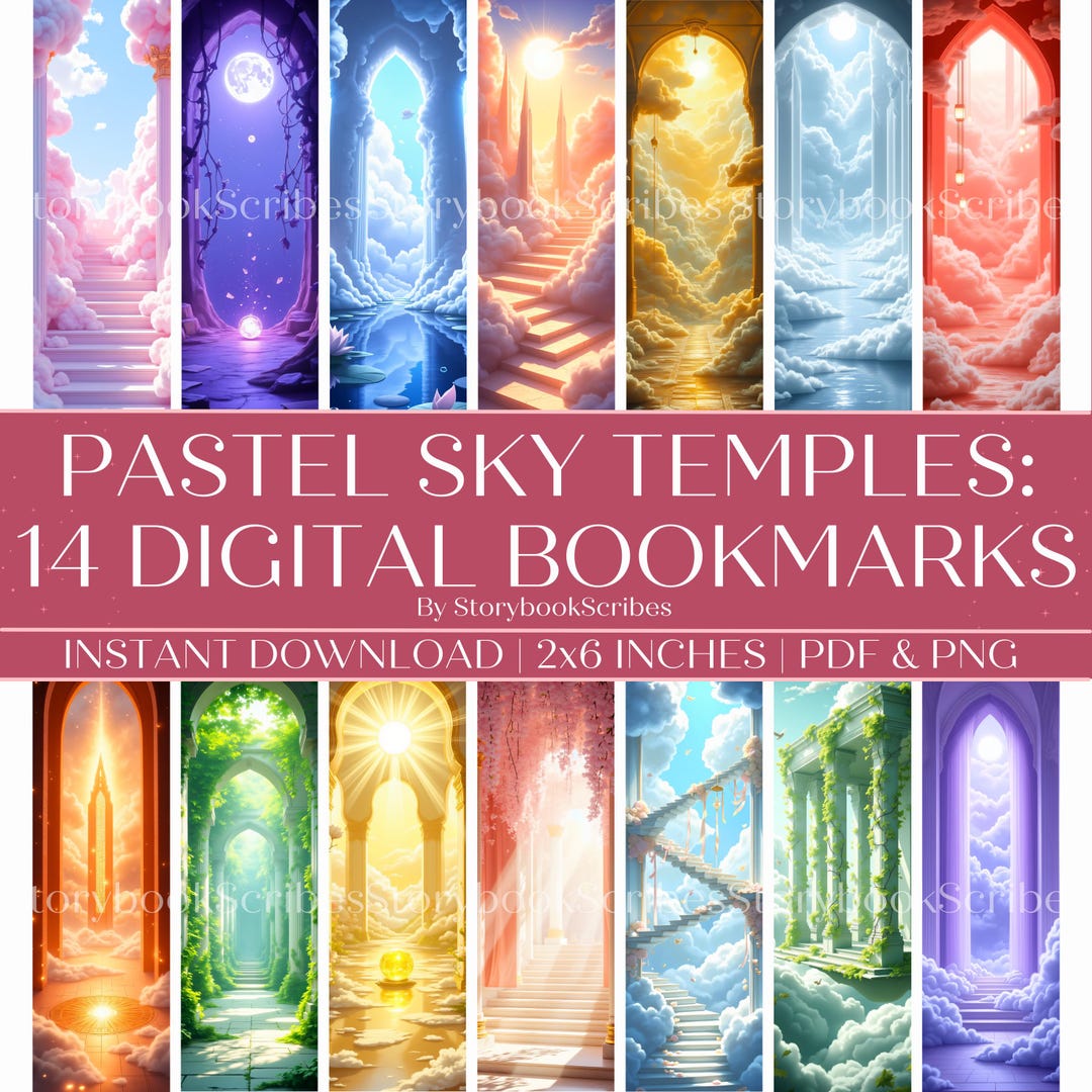 14 Pastel Sky Temple Printable Bookmarks | Instant Download PNG PDF ...