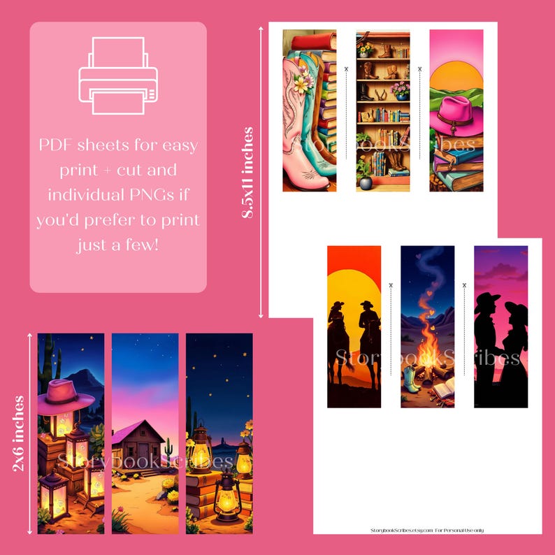 10 Wild West Cowboy Printable Bookmarks | Instant Download PDF PNG ...